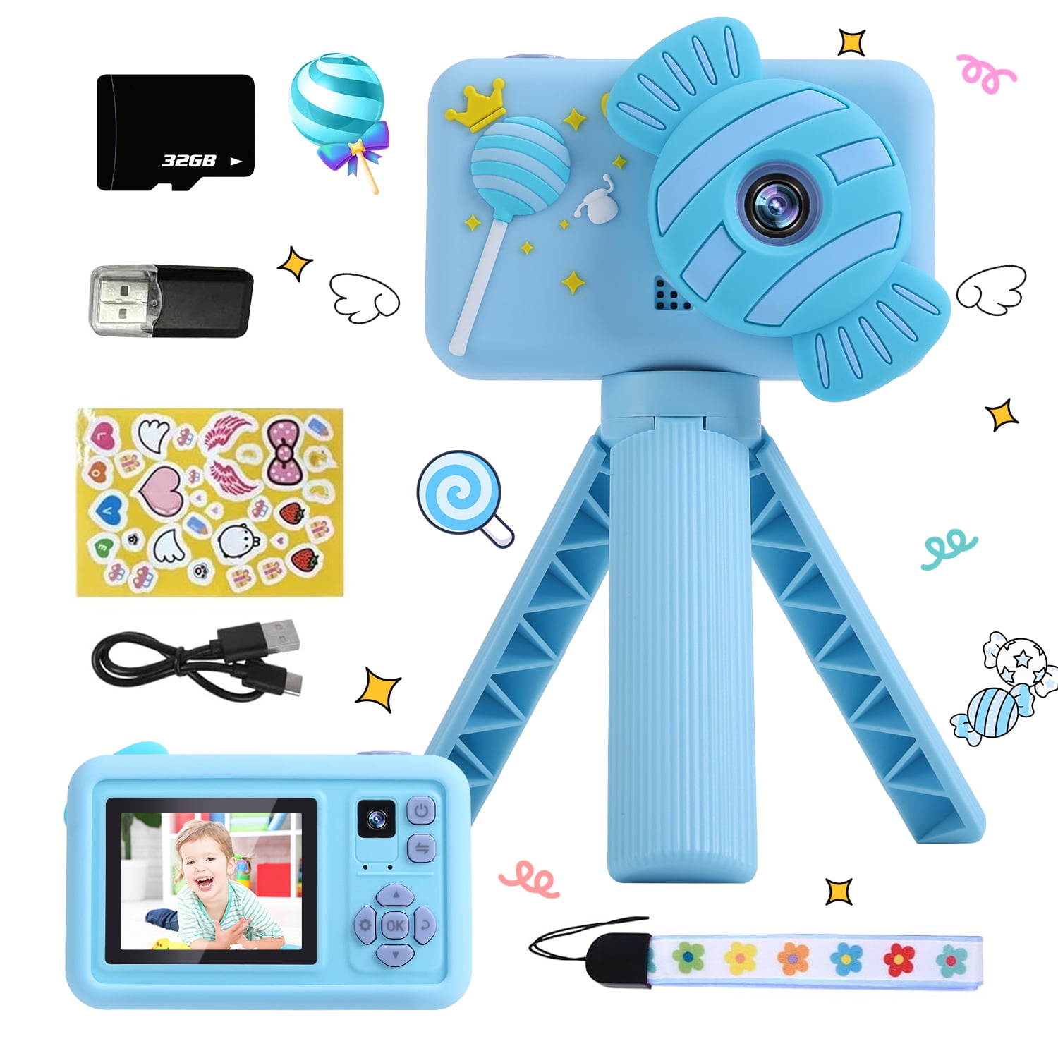JoyStone Upgrade Selfie Kids Camera with a Tripod, HD Kids Digital ...