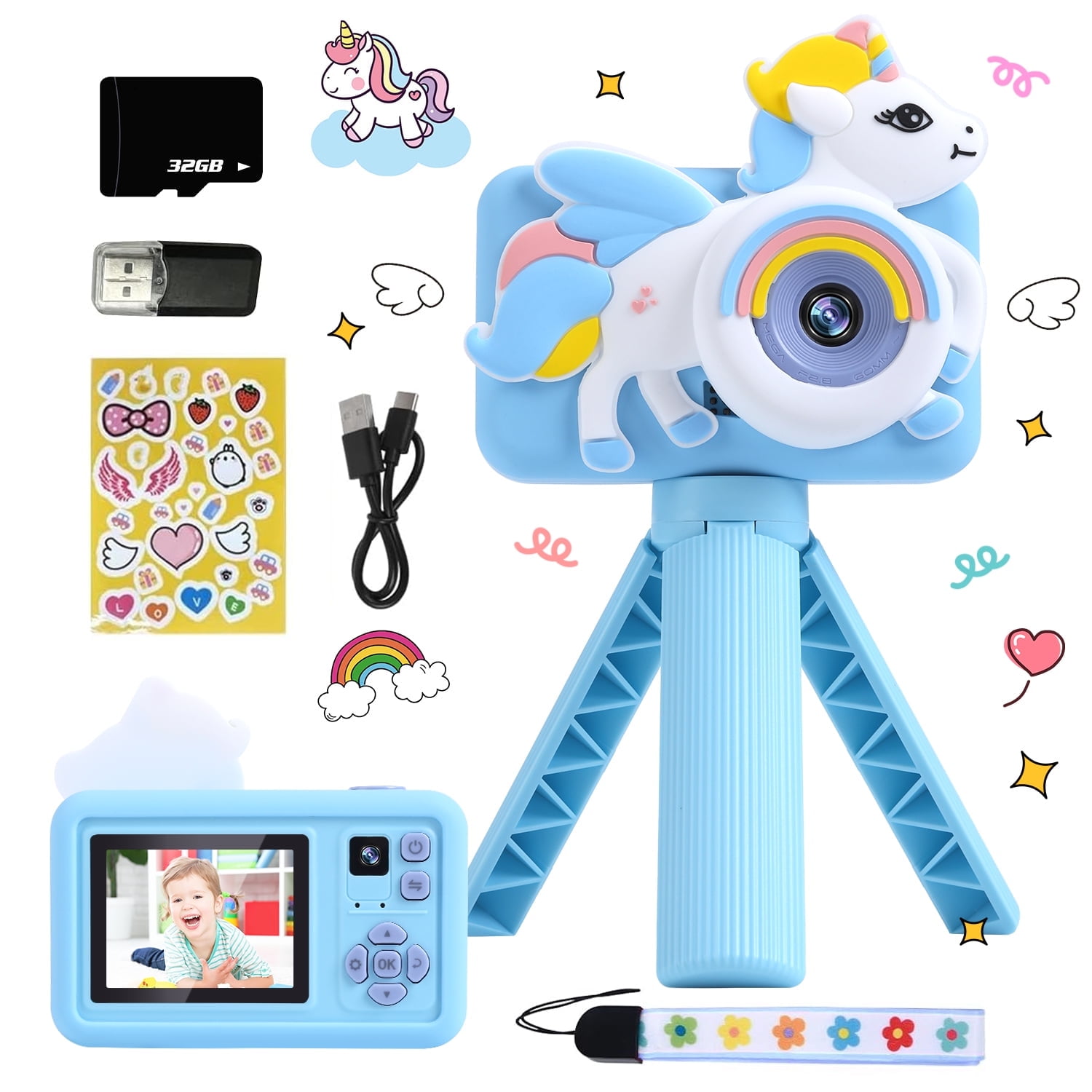 JoyStone Upgrade Selfie Kids Camera with a Tripod, HD Kids Digital ...