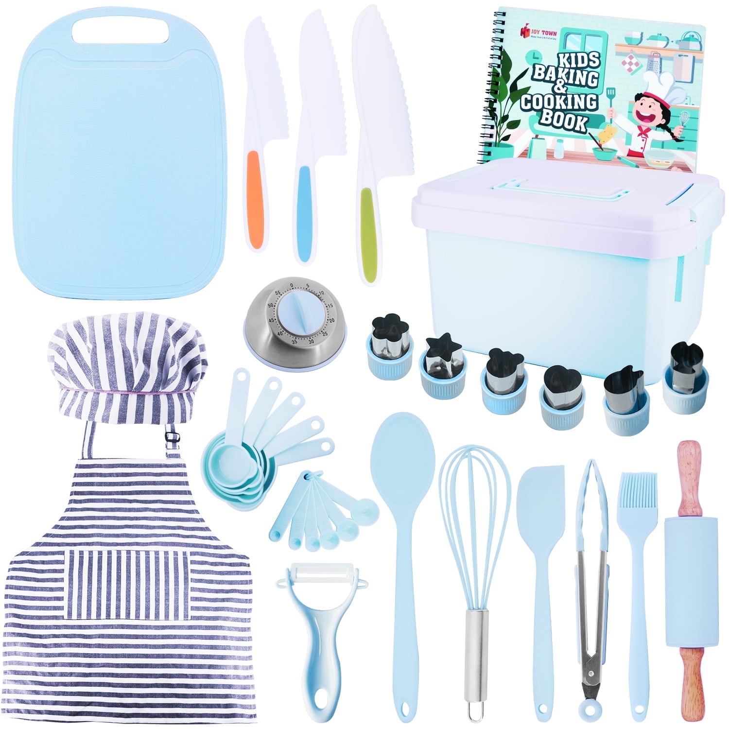 JoyTown Kids Cooking and Baking Set with Storage Case –Real Cooking ...