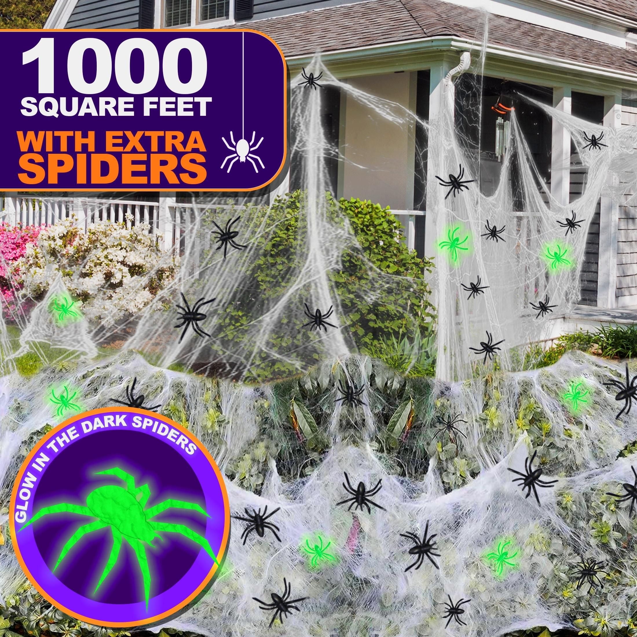 Joyx 1000 Sqft Halloween Spider Web Decorations Super Stretch Spider