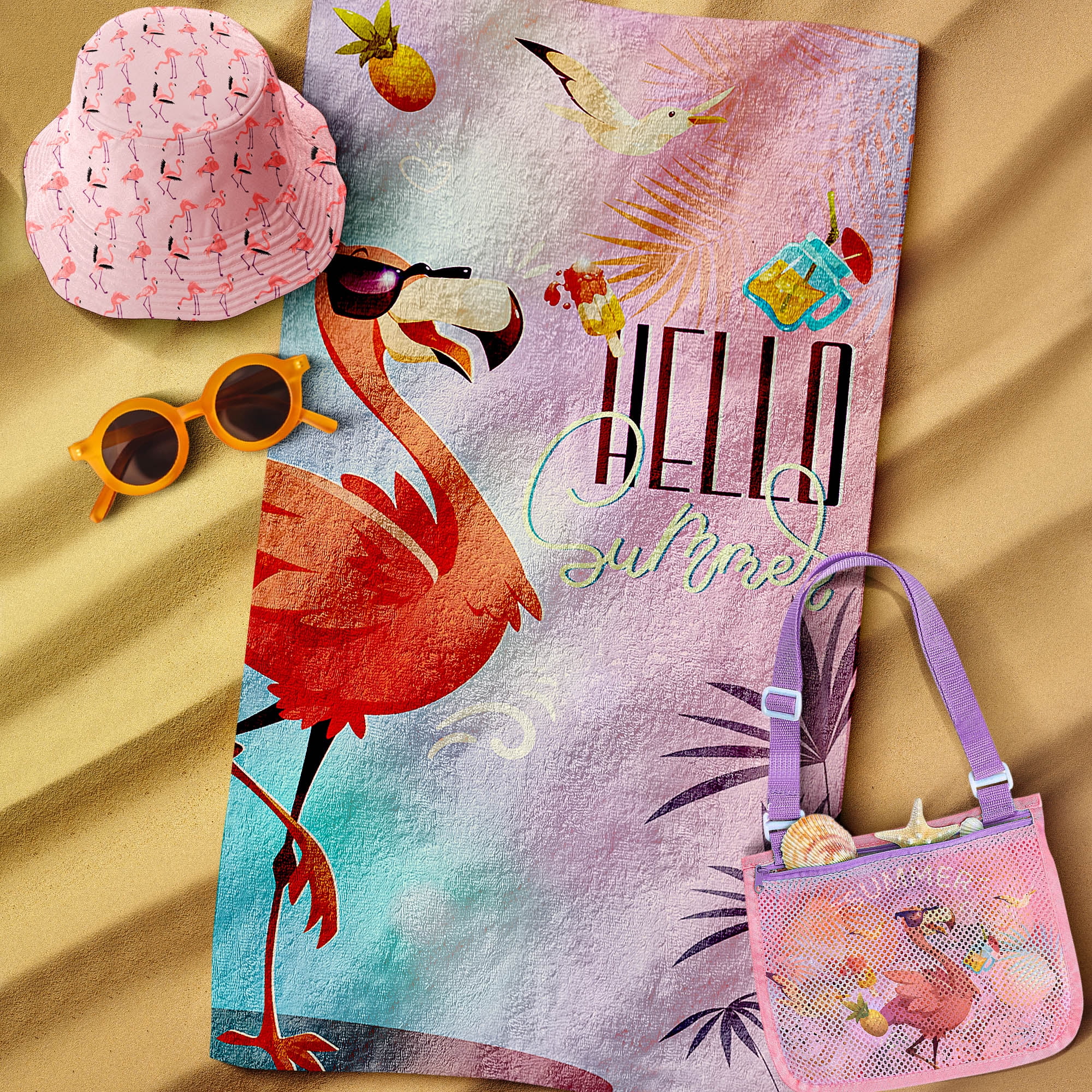 JoyX Kids Beach Set: UV Hat, Sand-Free Towel & Bag - Summer Essentials ...
