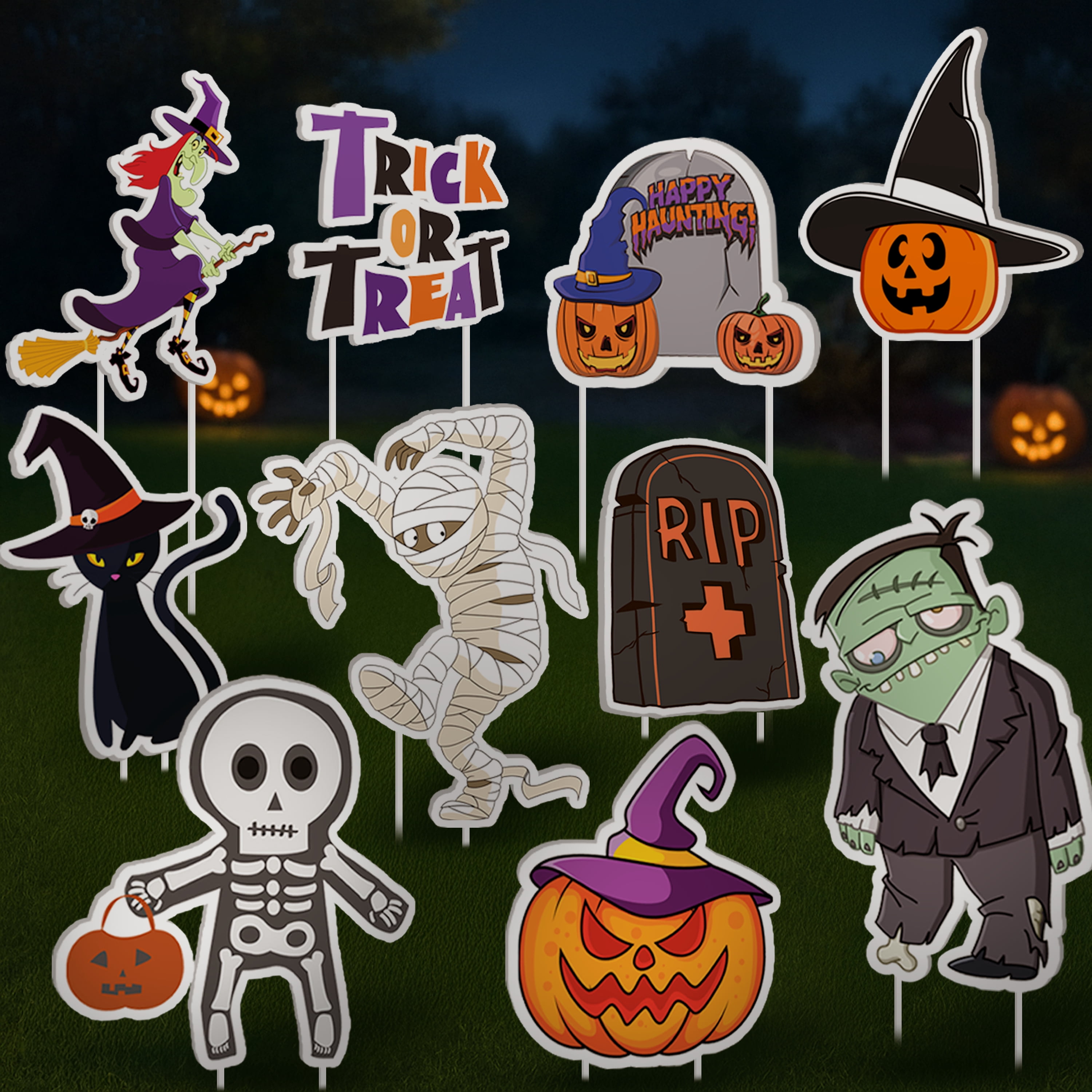 DecorX Halloween Outdoor Decorations: 10 Pcs Ghost and Tombstone Yard ...