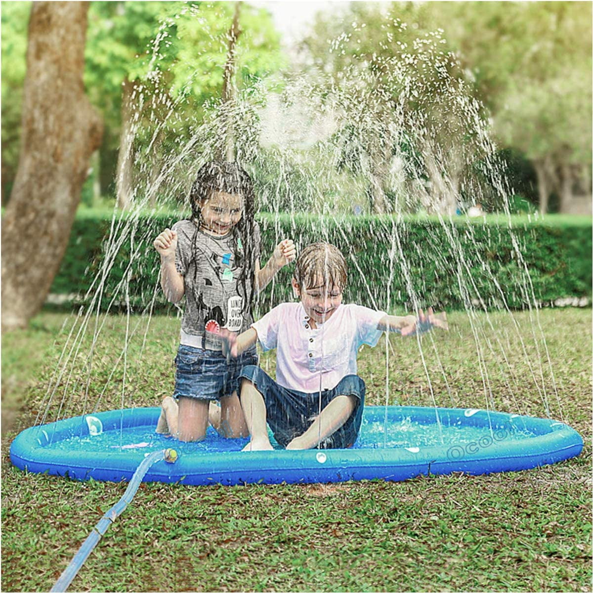 JoyX Splash Pad Sprinkler for Kids 68" Splash Play Mat Outdoor Water ...