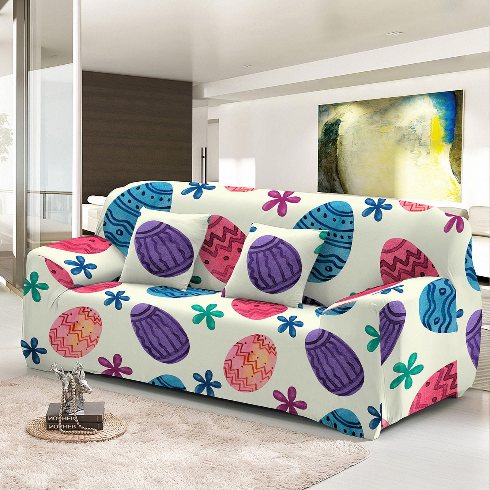 Joyajafag Sofa Cover Happy Easter Egg Rabbit Elastic Couch Covers For ...