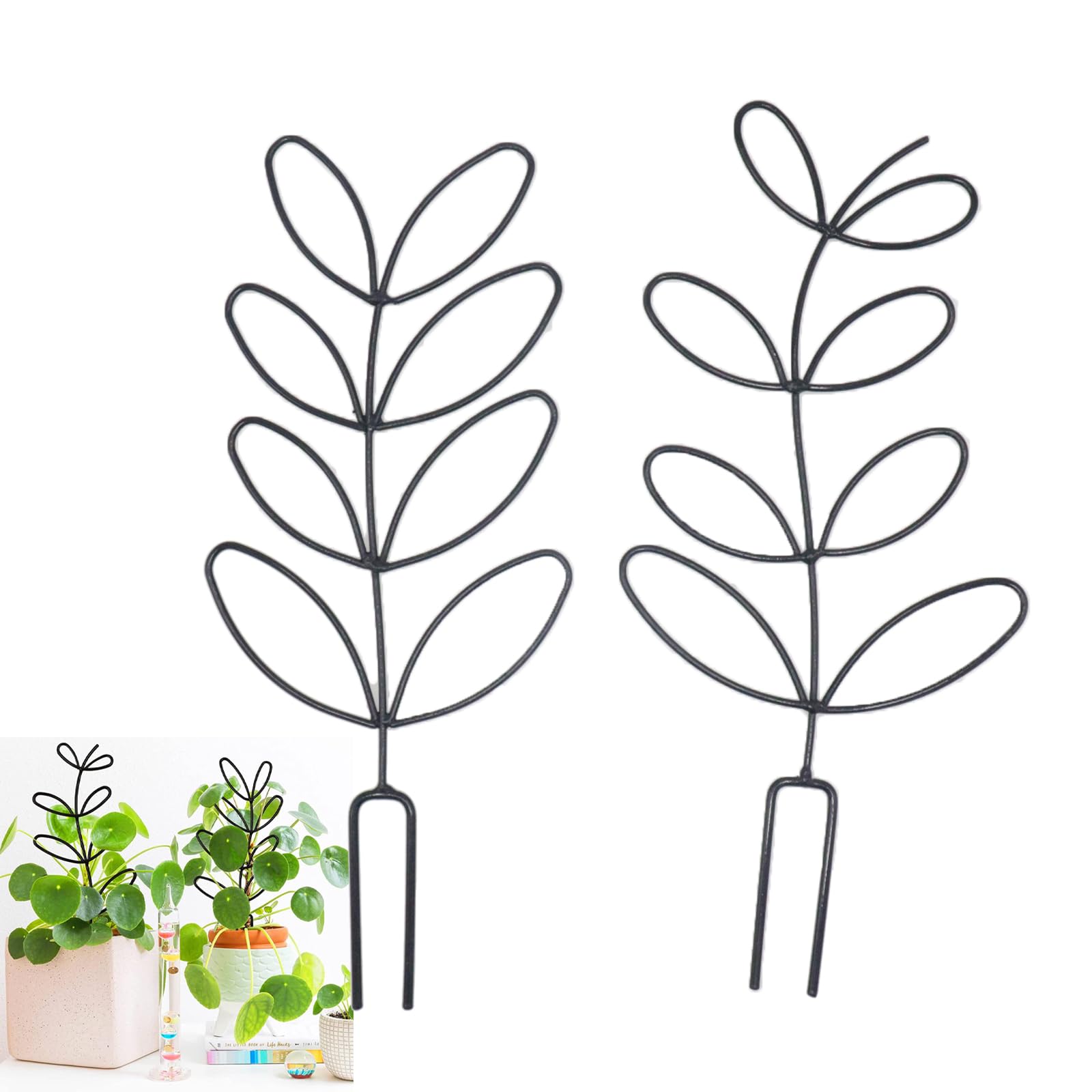 Joyangy 2 Pcs Mini Metal Plant Trellis, Leaf Shaped Indoor Climbing ...