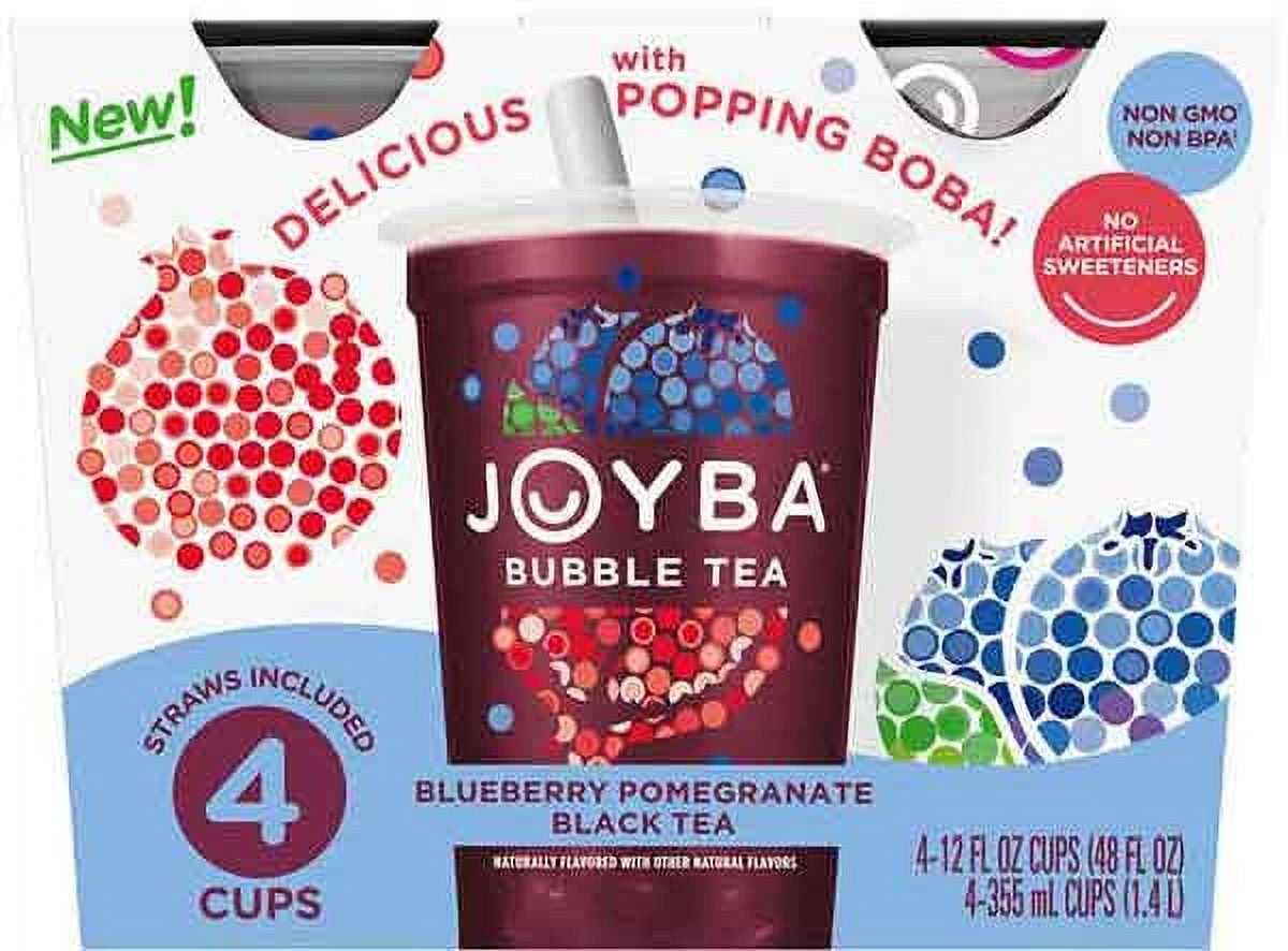 Joyba Bubble Tea Blueberry Pomegranate Black Tea with Popping Boba, 4 ...