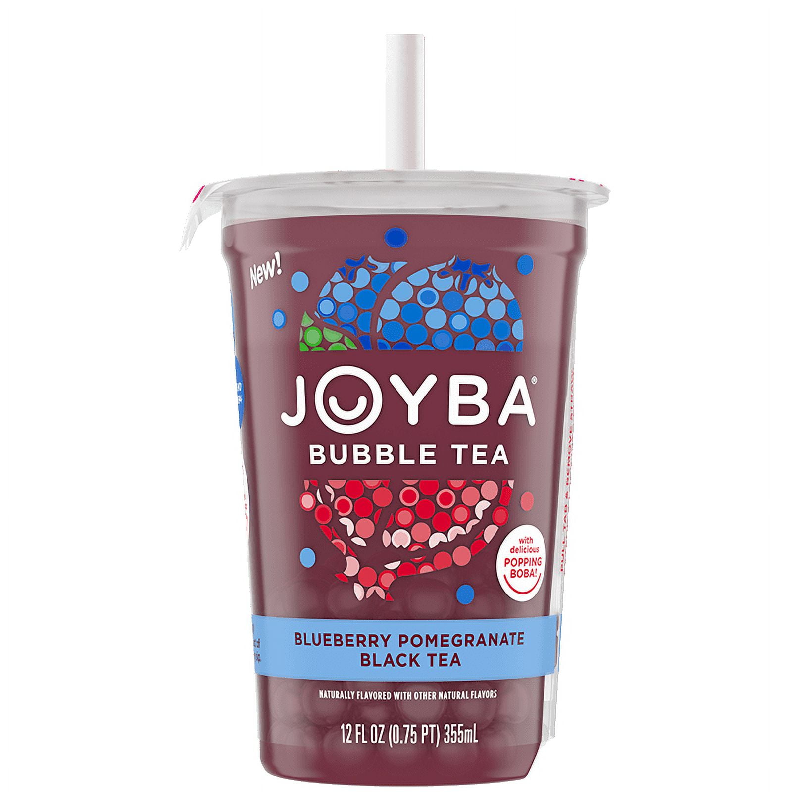 Joyba Bubble Tea Blueberry Pomegranate Tea with Popping Boba, 3-Pack 12 ...