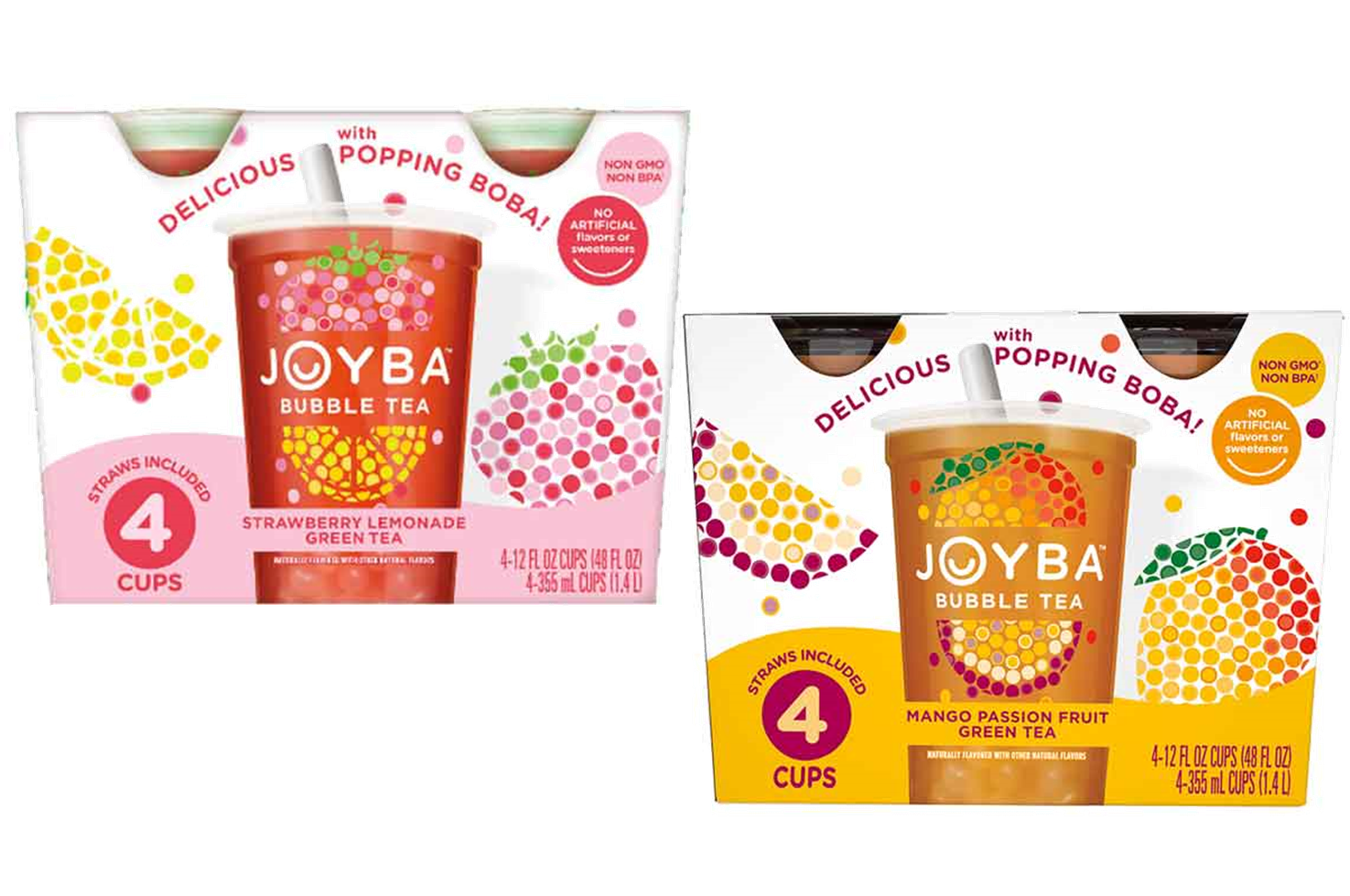 Joyba Bubble Tea Mango Passionfruit & Strawberry Lemonade Tea with ...