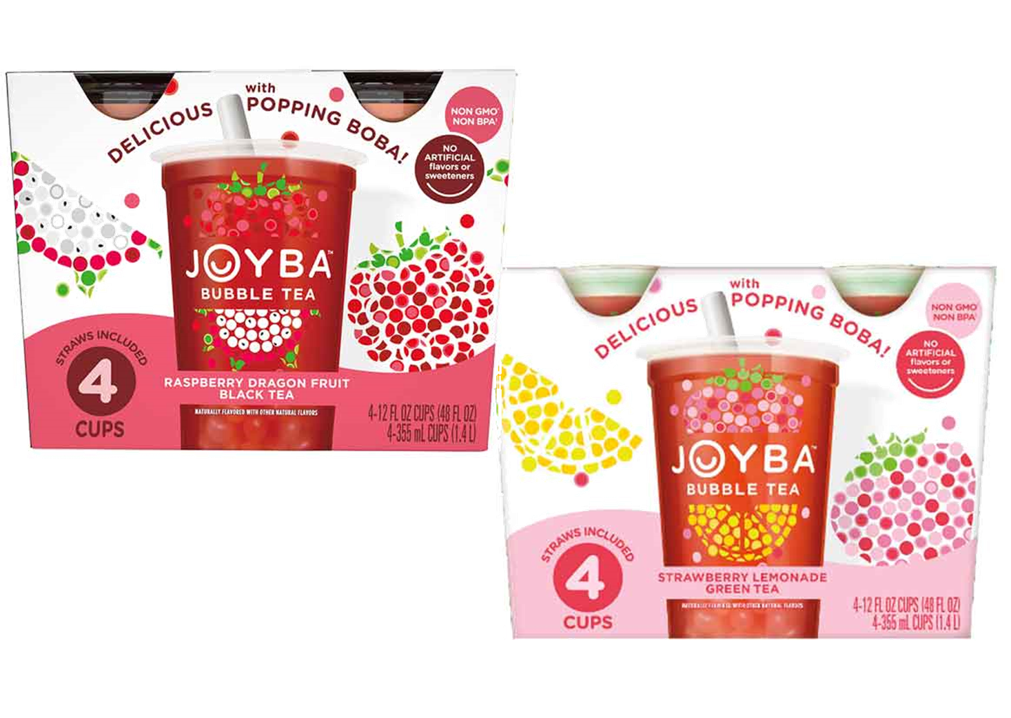 Joyba Bubble Tea Raspberry Dragonfruit & Strawberry Lemonade Tea with ...