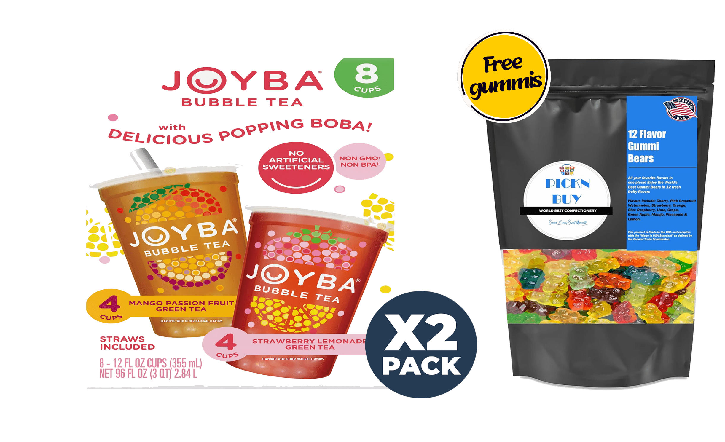 Joyba Mango Passionfruit and Strawberry Lemonade Green Bubble Tea with ...