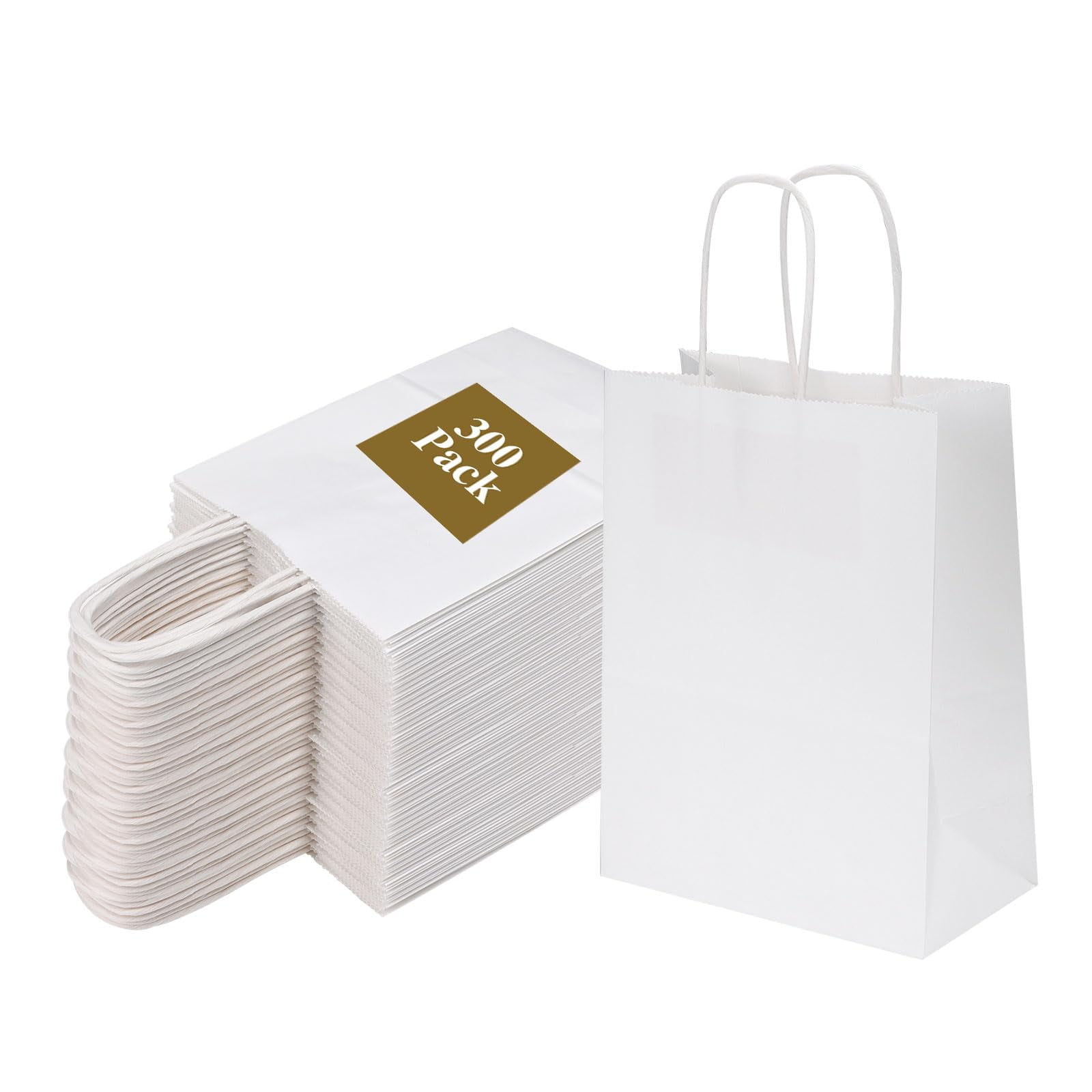 Joybe 300 Pack 6x3.25x8 VTF5 Inch Small White Paper with Handles Bulk ...