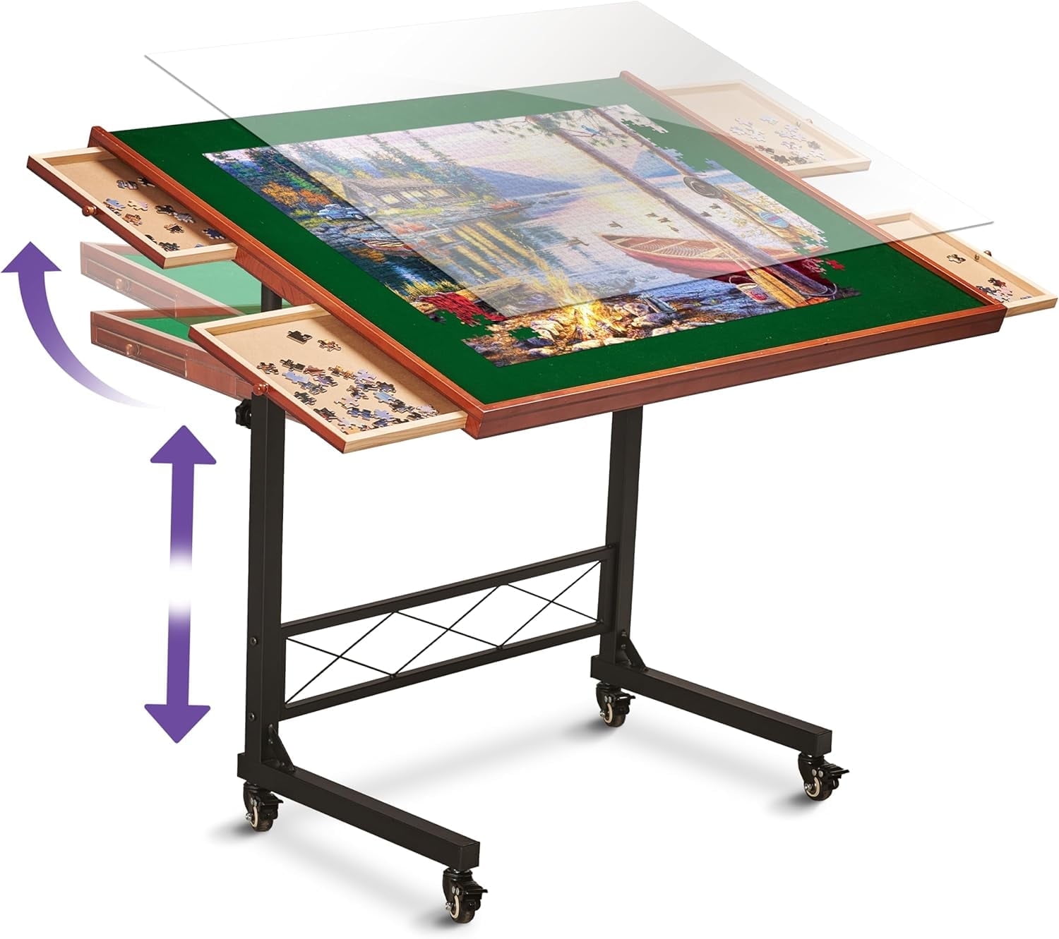 Joyberri 1000-Piece Height Adjustable Jigsaw Puzzle Table with Wheels ...
