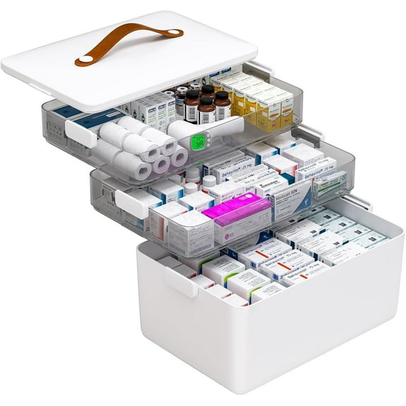 3-Tier Portable Plastic Storage Organizer Box, Storage Box, First Aid ...