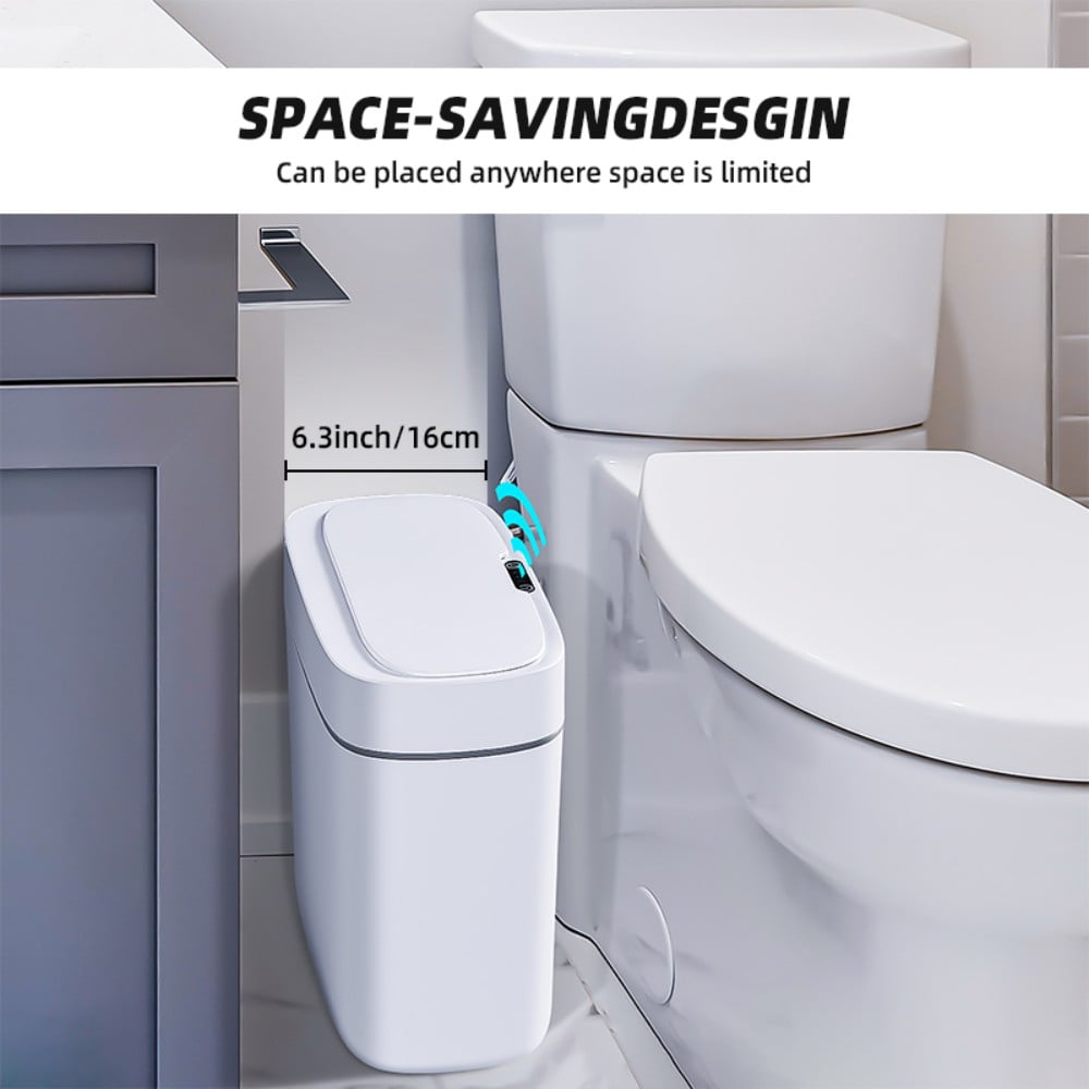 Joybos Bathroom Trash Can with Lid, 3 Gallon Slim Plastic Waste Basket ...