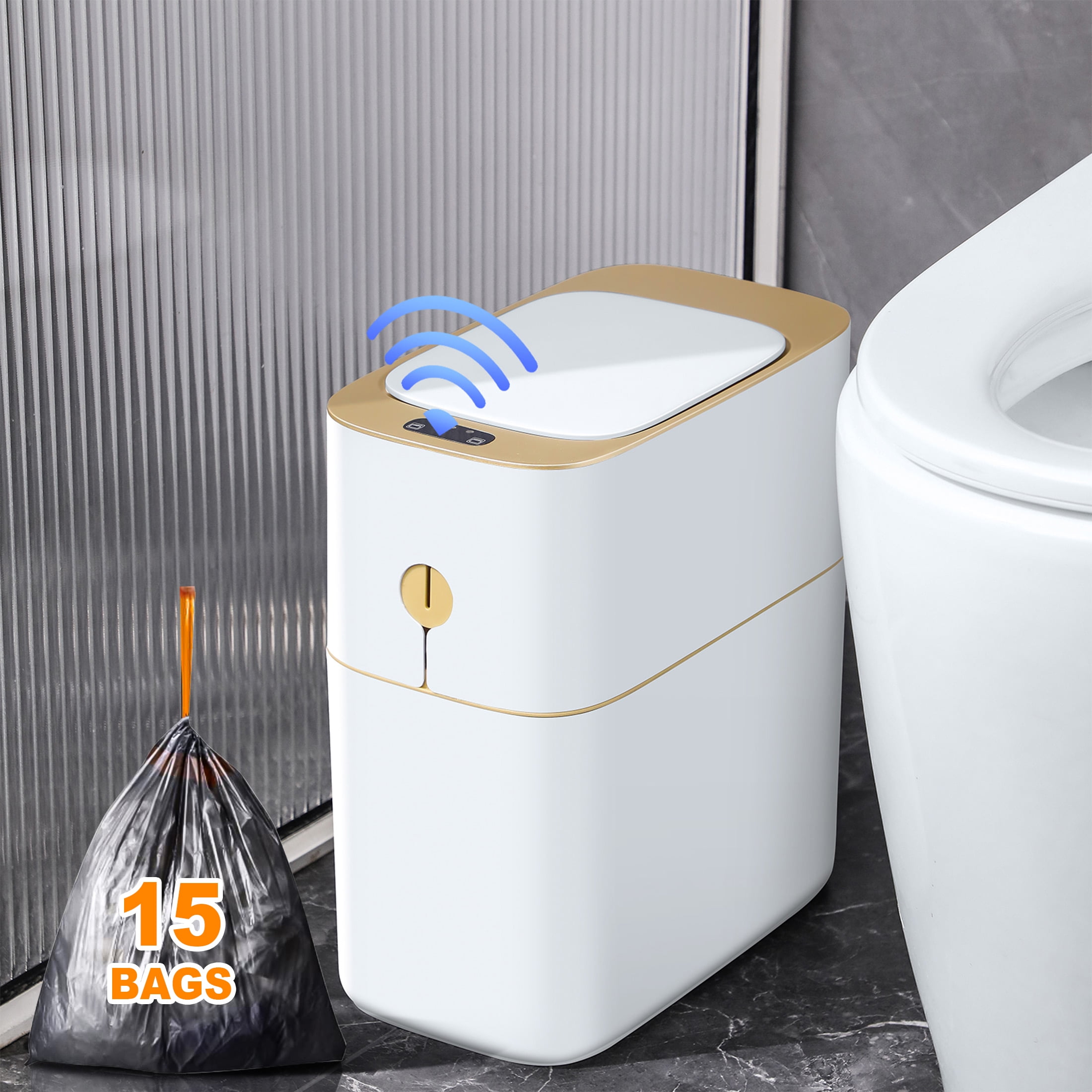 Joybos Motion Sensor Trash Can, 3.5 Gallon, Waste Basket with Lid for ...