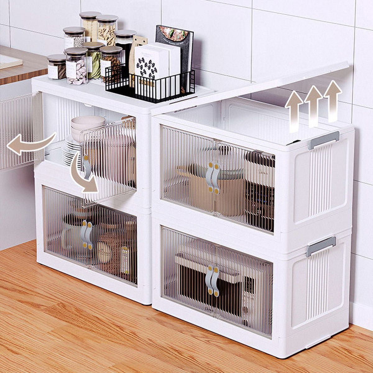 Joybos® Stackable Storage Bins with Lids and Doors 32 Gallon 2 layer ...
