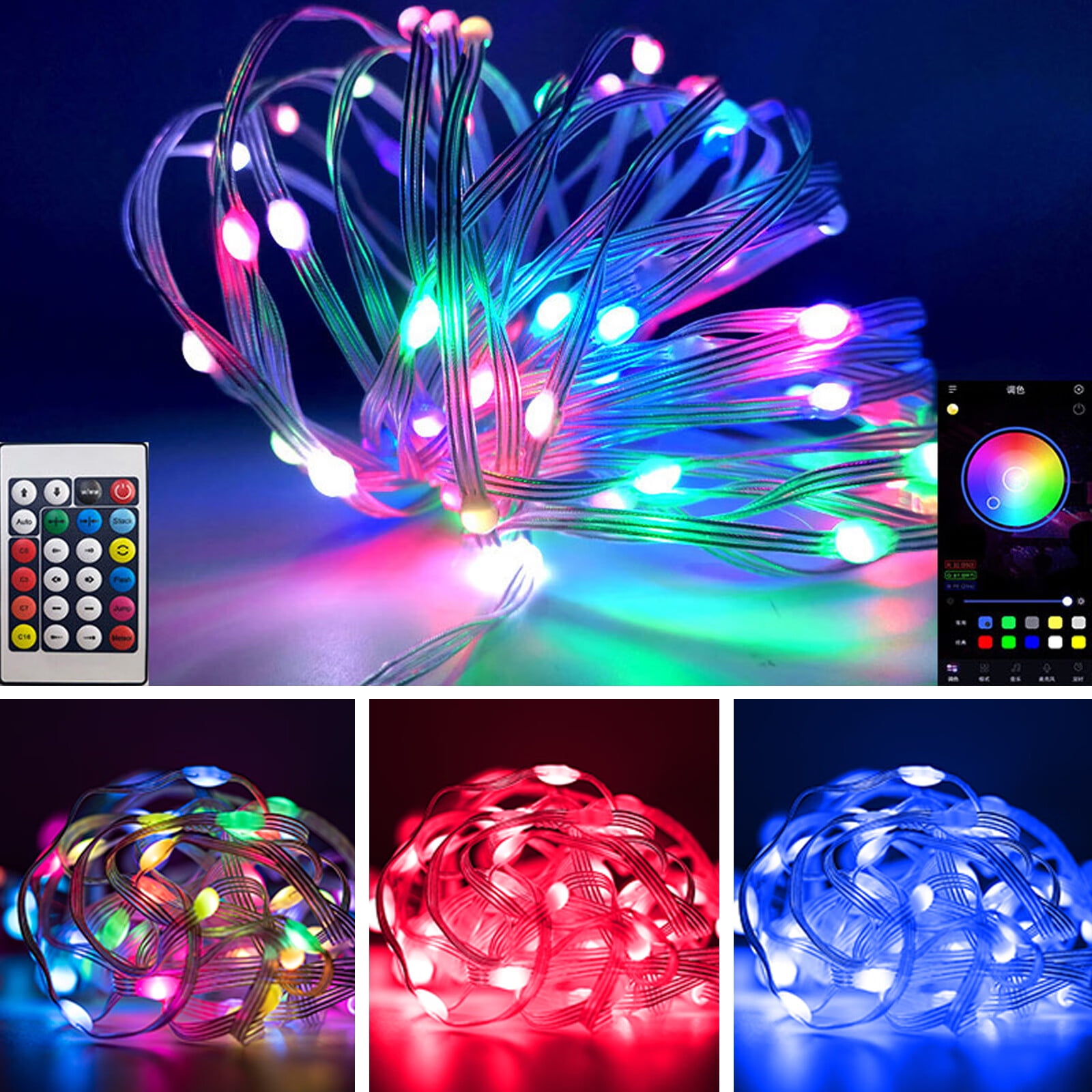Joybuy 33FT 100 LED Christmas Lights, USB Powered RGB Dream Color Light ...