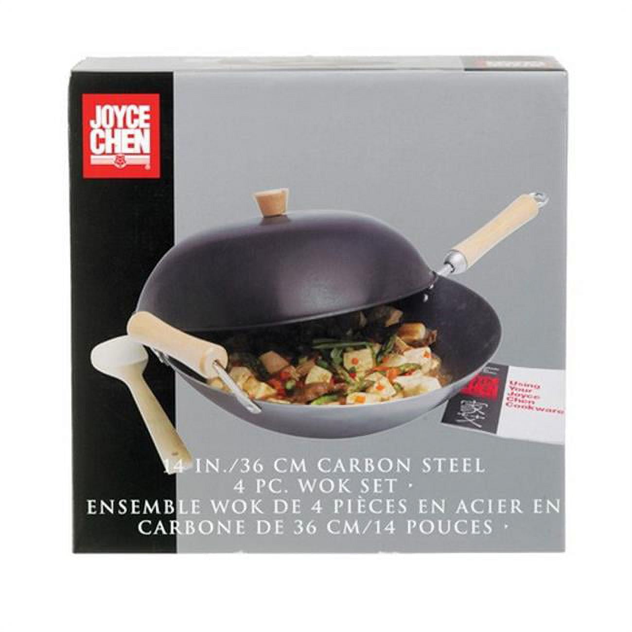 Joyce Chen 21-9972 14 in. Carbon Steel Wok Wooden Spatula & Cookbook ...