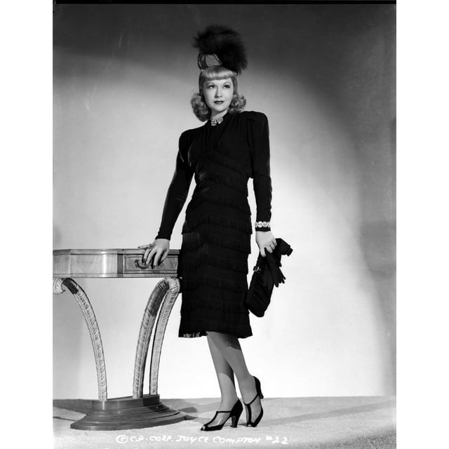 Joyce Compton wearing a Black Dress with Matching Hat and a Gloves in a ...