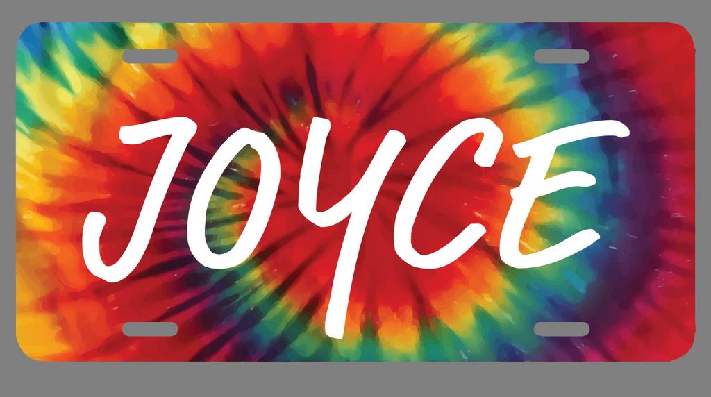 Joyce Name Tie Dye Style License Plate Tag Vanity Novelty Metal | UV ...