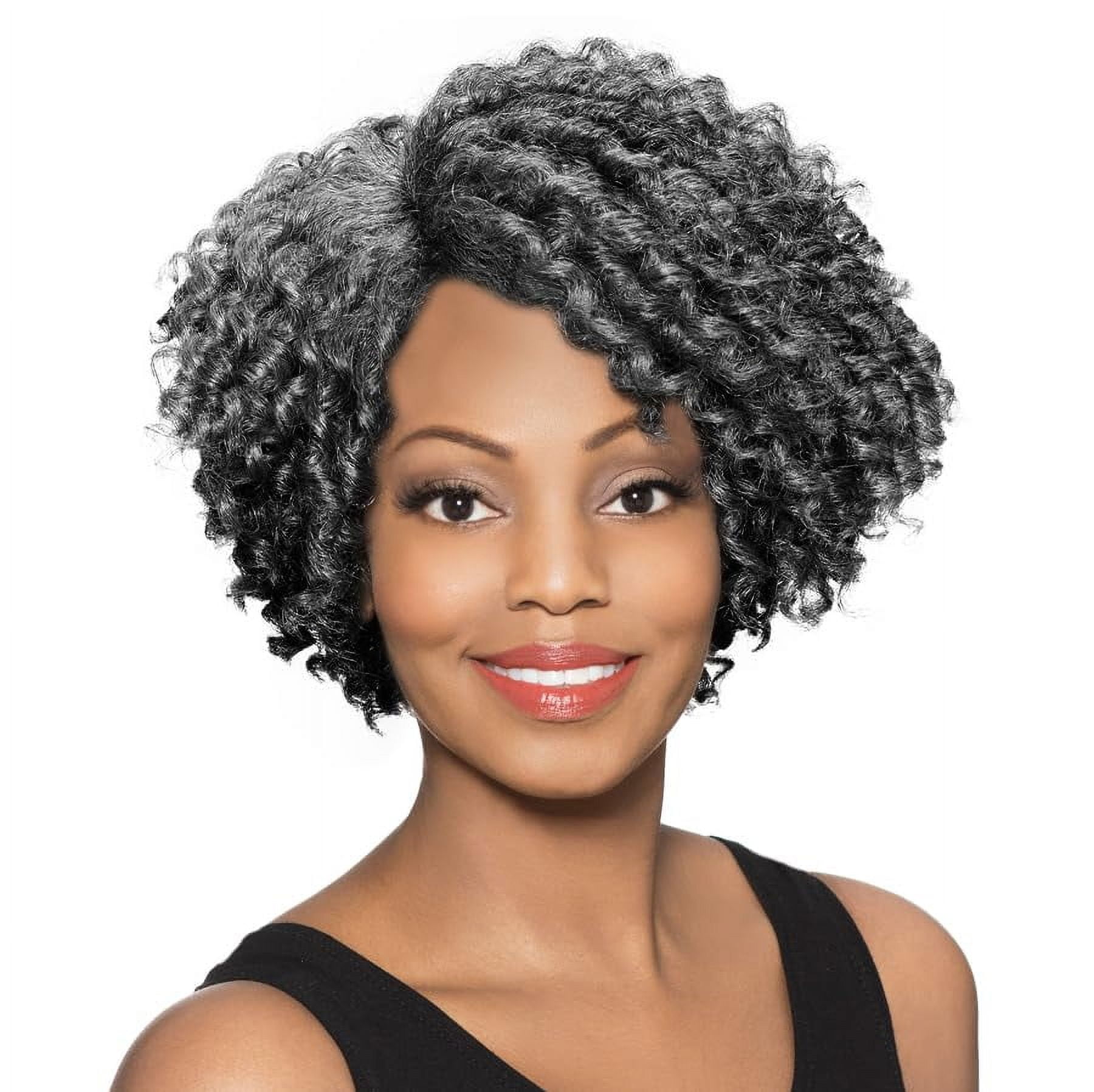 Joyce Wig Color 1B - Foxy Silver Wigs Short Curly Lush Layers Synthetic ...