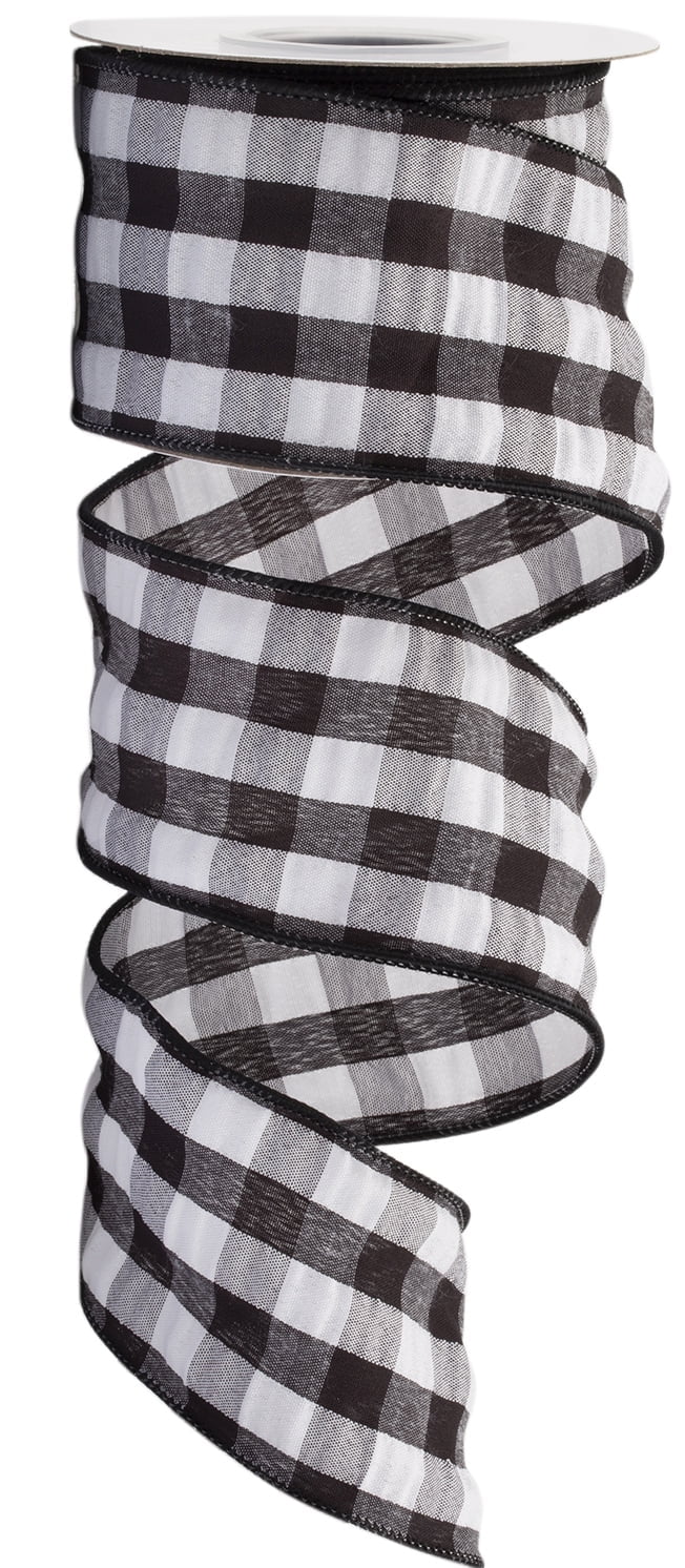 Joycrosso 2-1/2 Inch Bubbled Check Ribbon, 10 Yards Black and White ...