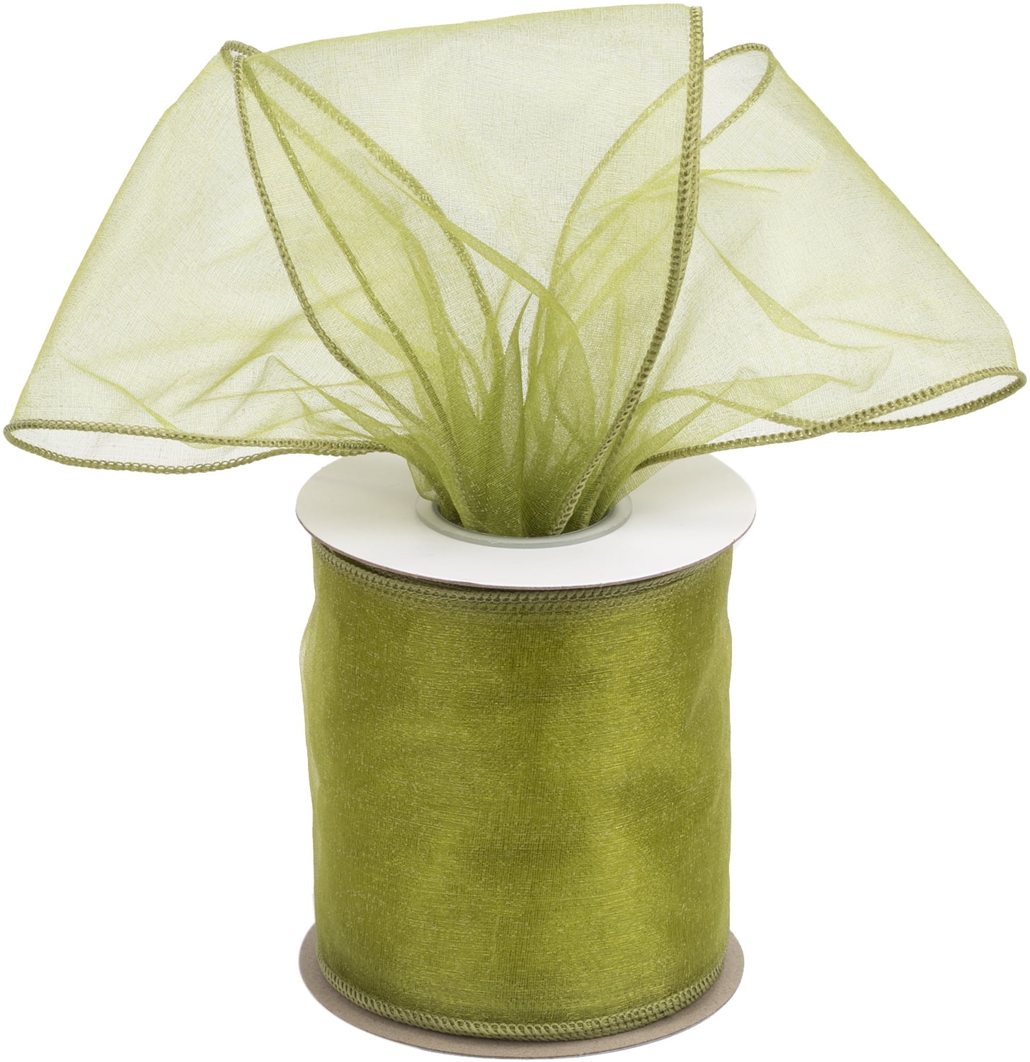 Joycrosso 4 Inch Moss Wired Organza Ribbon - 20 Yards Sheer Decorative ...