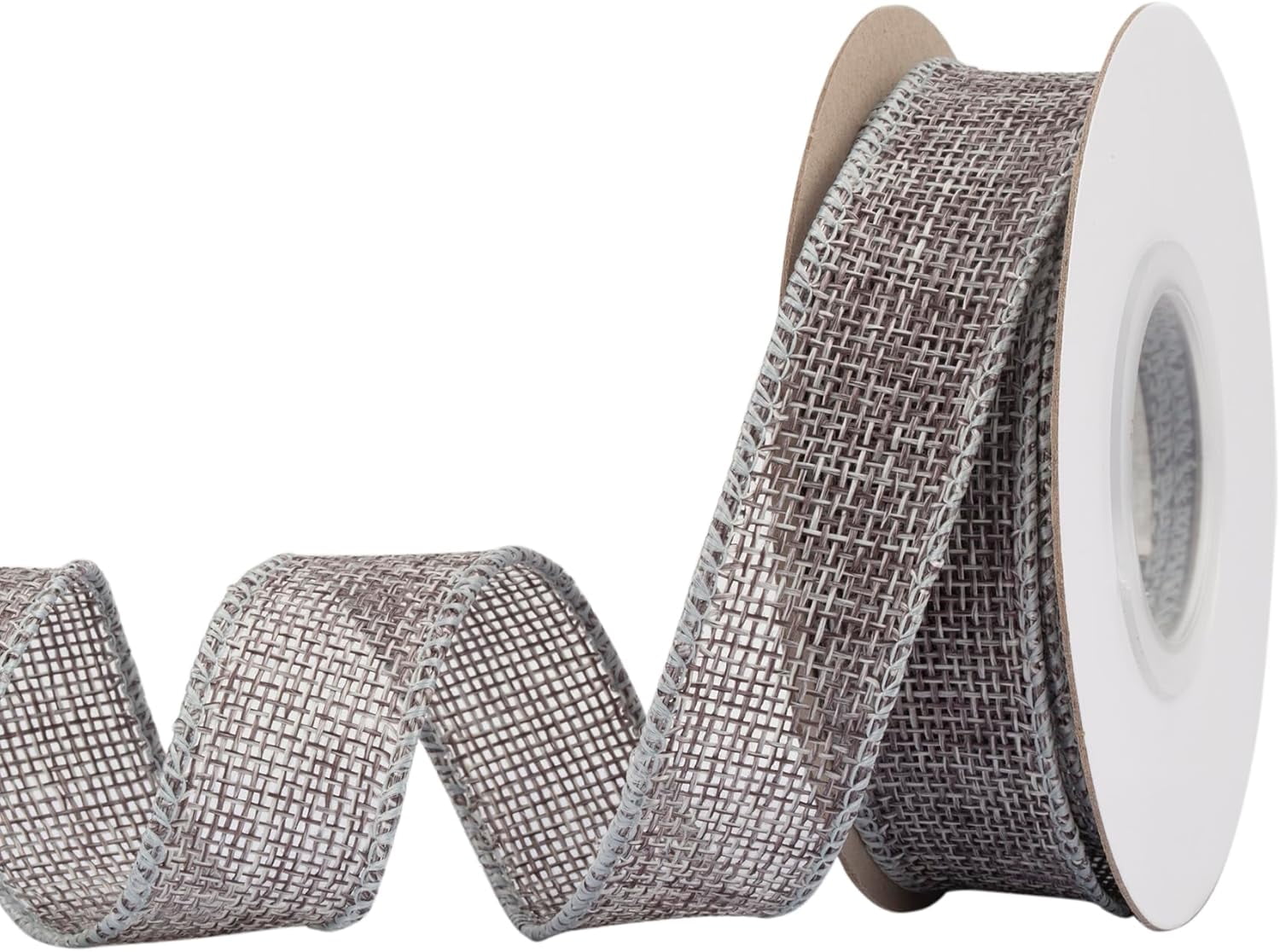 Joycrosso Burlap Wired Edge Ribbon 1 inch x 10 Yards, Metal Grey, Ideal ...