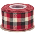 Joycrosso Wired-Edge Checkered Burlap Ribbon, 2 Inch x 10 Yard, Red ...