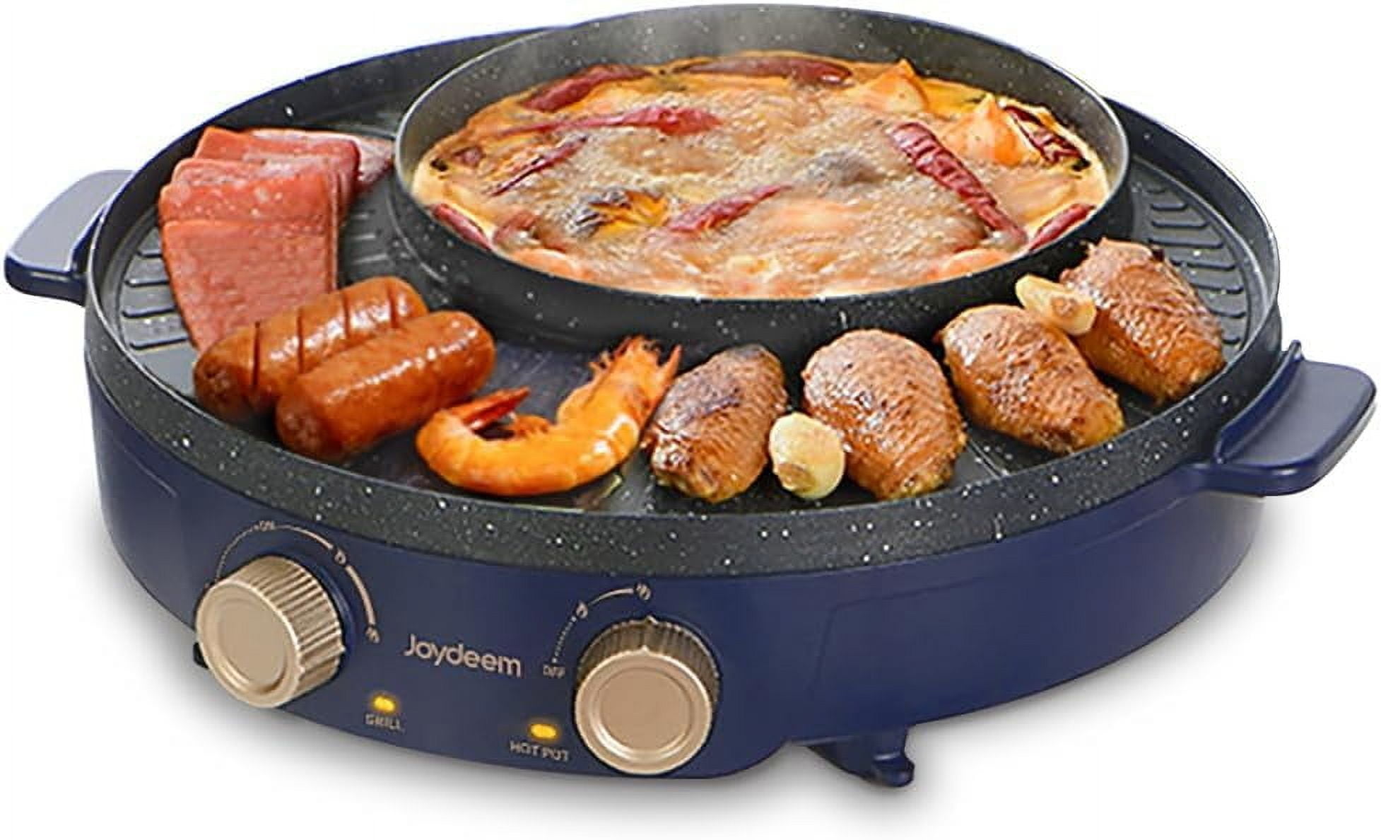 Joydeem Electric Grill with Shabu Shabu Hot Pot, Compact Korean BBQ ...