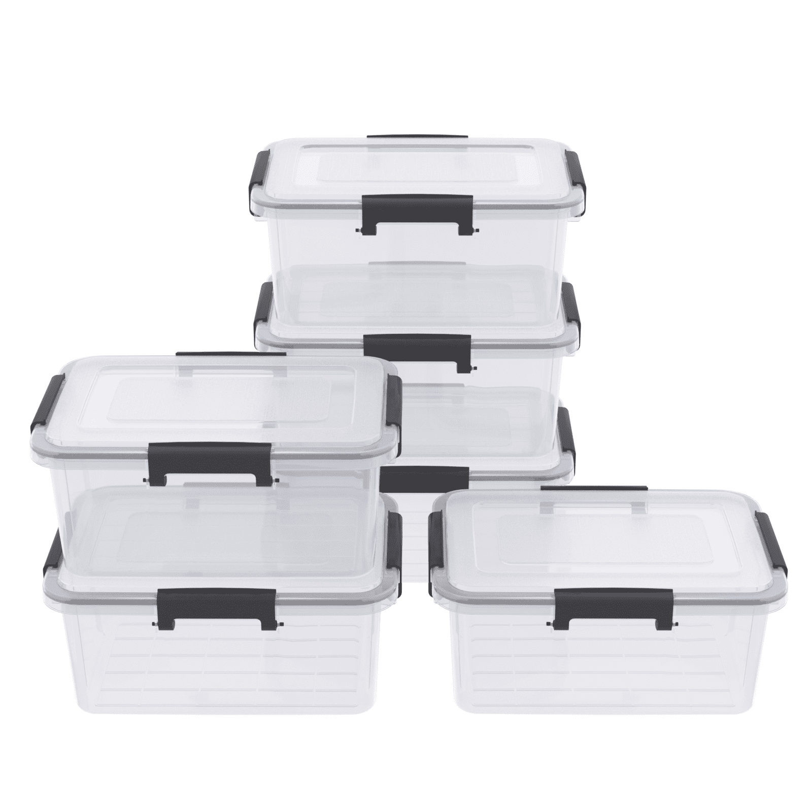 Joyeen 10 Liter Airtight Plastic Storage Bin with Lid, 6 Pack Clear ...