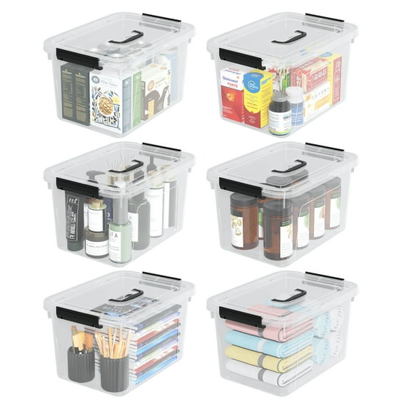 Joyeen 10 Liters Clear Plastic Storage Boxes with Lids, Small ...