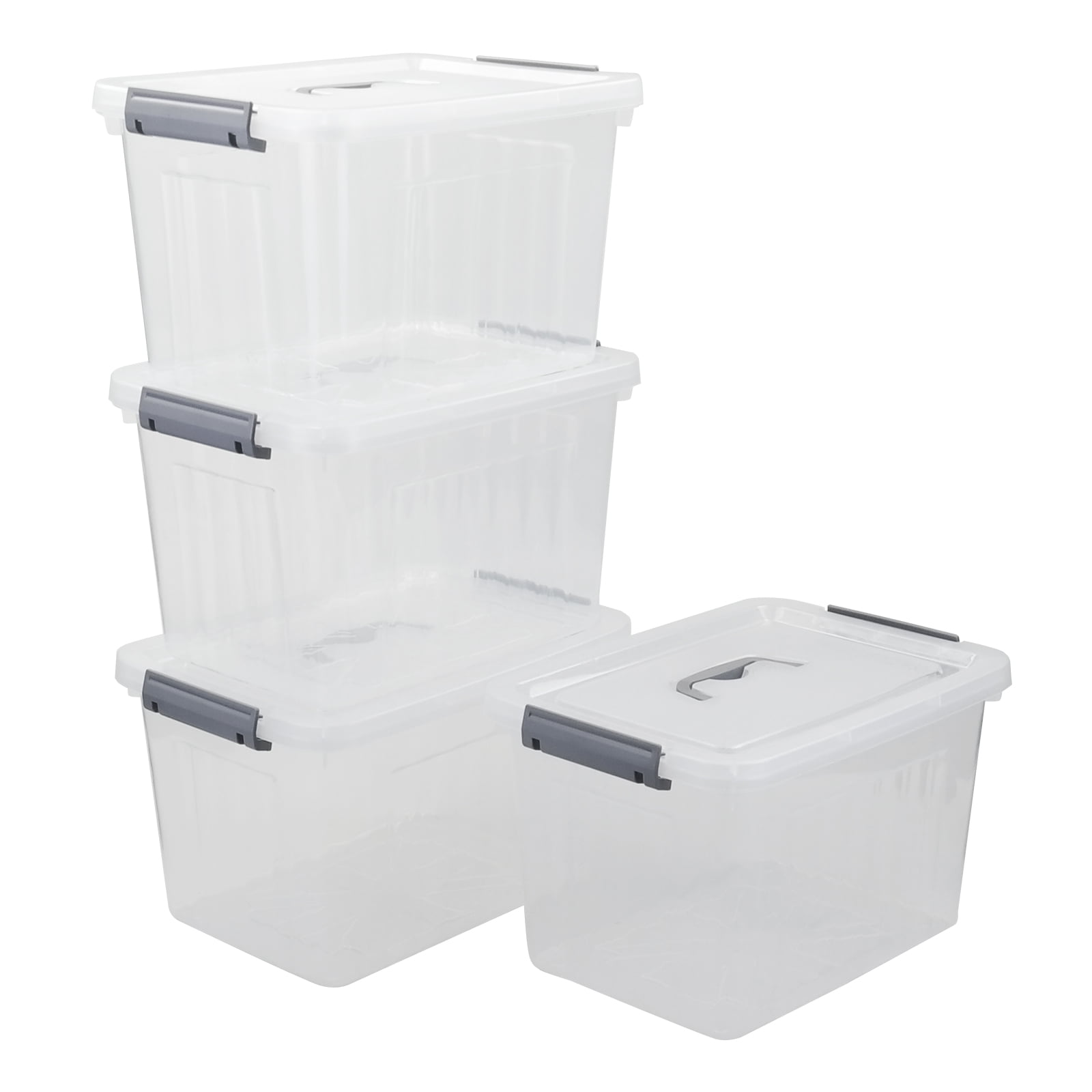 Joyeen 12 Quart Clear Latching Box with Handle, Plastic Lidded Storage ...