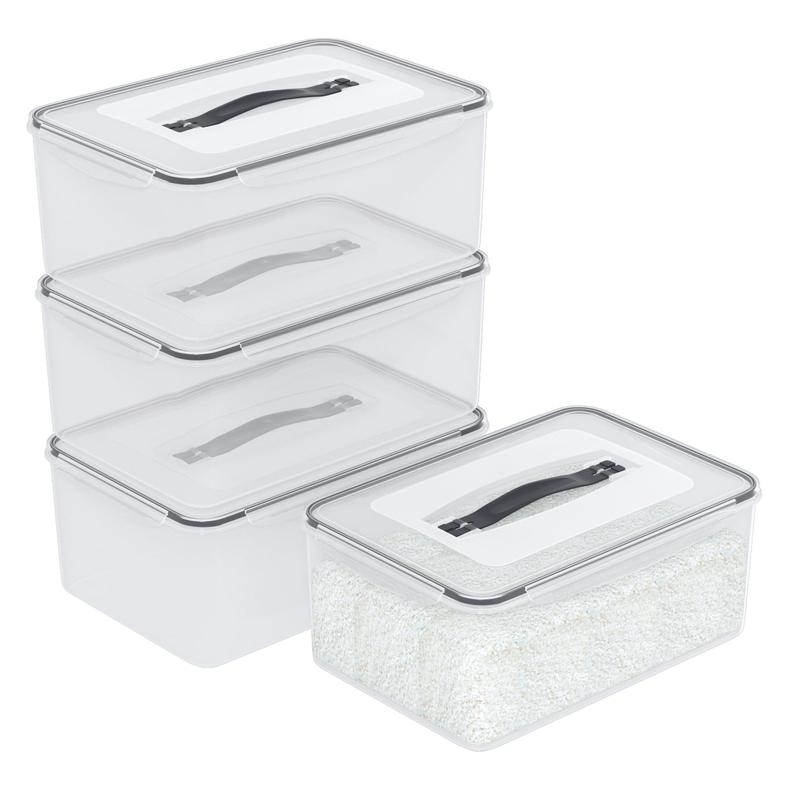 Joyeen 4 Pack 15 L Airtight Rectangular Food Storage Container, Clear ...