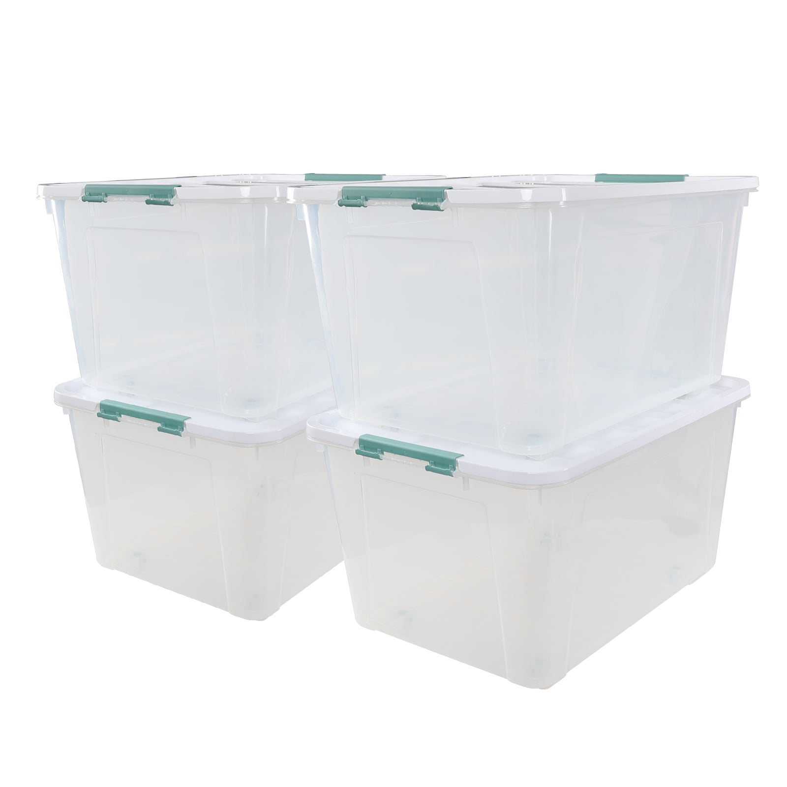 Joyeen 4 Pack 35 Quart Clear Latch Lidded Box, Clear Plastic Storage ...