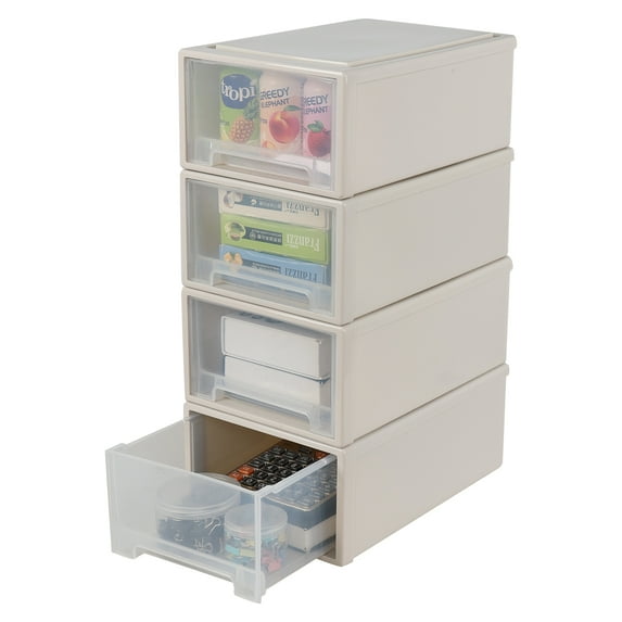 Joyeen 4 Pack Plastic Stackable Chest Storage Drawer Bins, 12 Quart ...