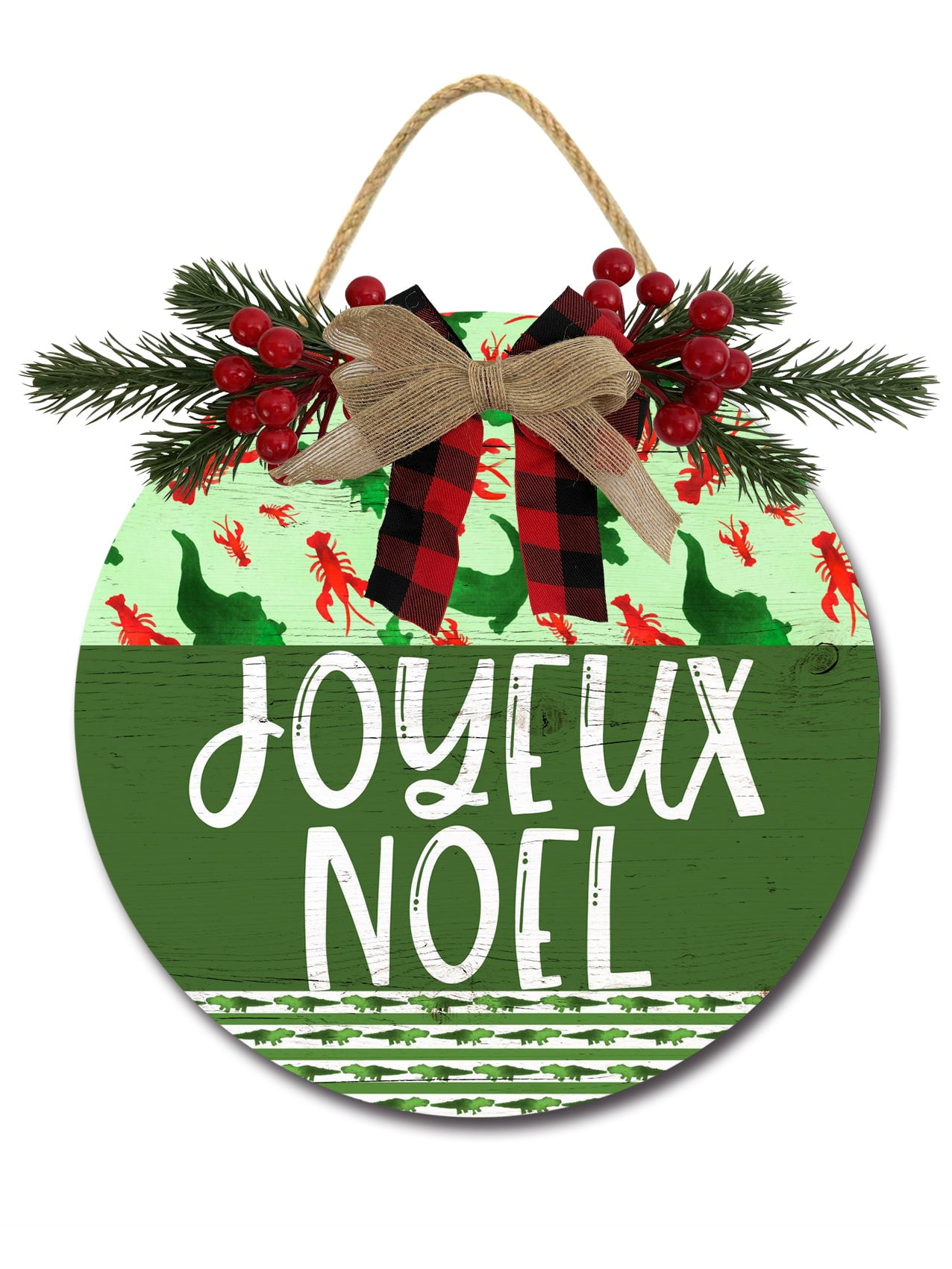 Joyeux Noel Door Hanging Sign 11 inch Wooden Wall Sign, Rustic Holiday ...