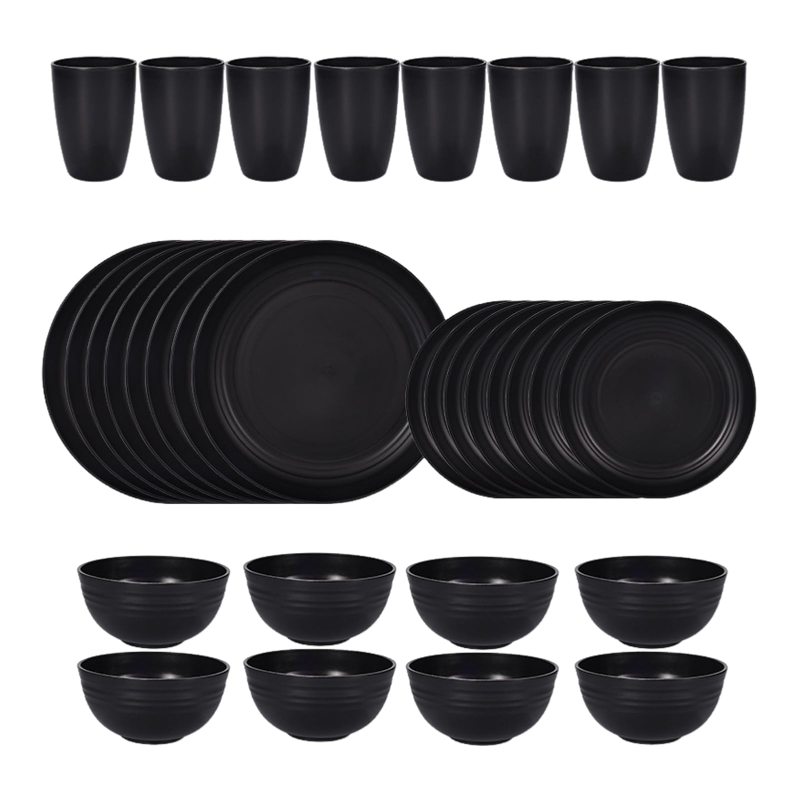 Joyfeel 32-Piece Plastic Tableware Set Food-grade Reusable Dinner ...