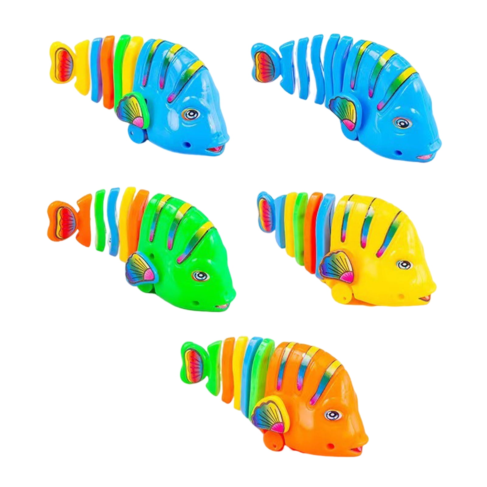 Joyfeel 3Pcs Wind-up Wiggle Fish Toy Portable Spring Clockwork Rocking Fish Toy Colorful Cartoon ...
