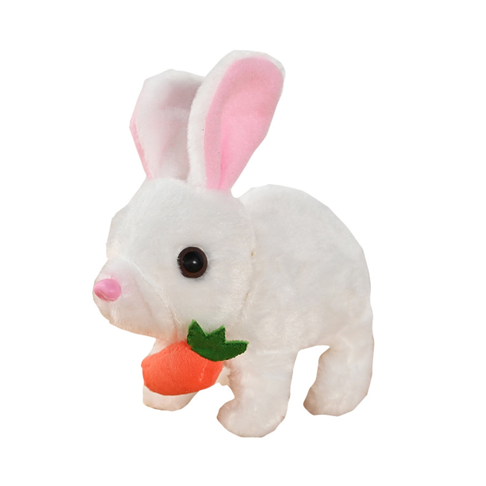 MIRROR Electric Rabbit Toy Soft Plush Realistic Good Detail Bunny Shape with Carrot Can Walk and ...