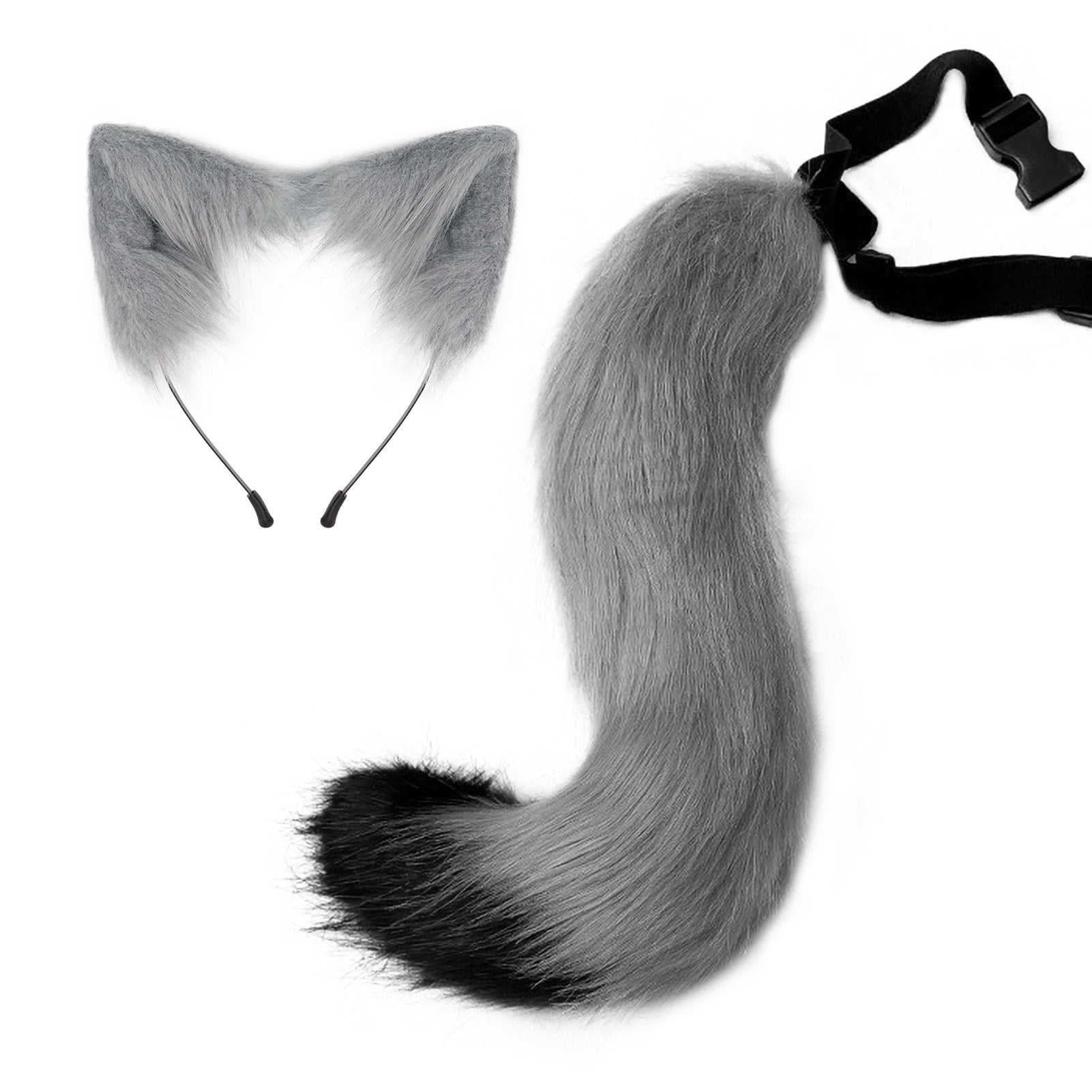 Joyfeel Fox Tail Headdress Handmade Simulated Fox Tail Cat Ear Set ...