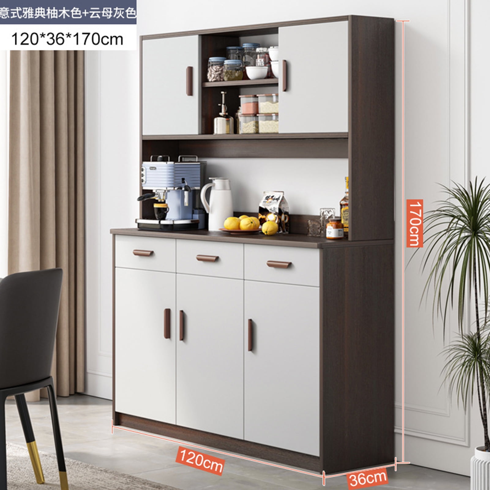 Joyfeel Kitchen Pantry Storage Cabinet, Freestanding Hutch Cabinet with ...
