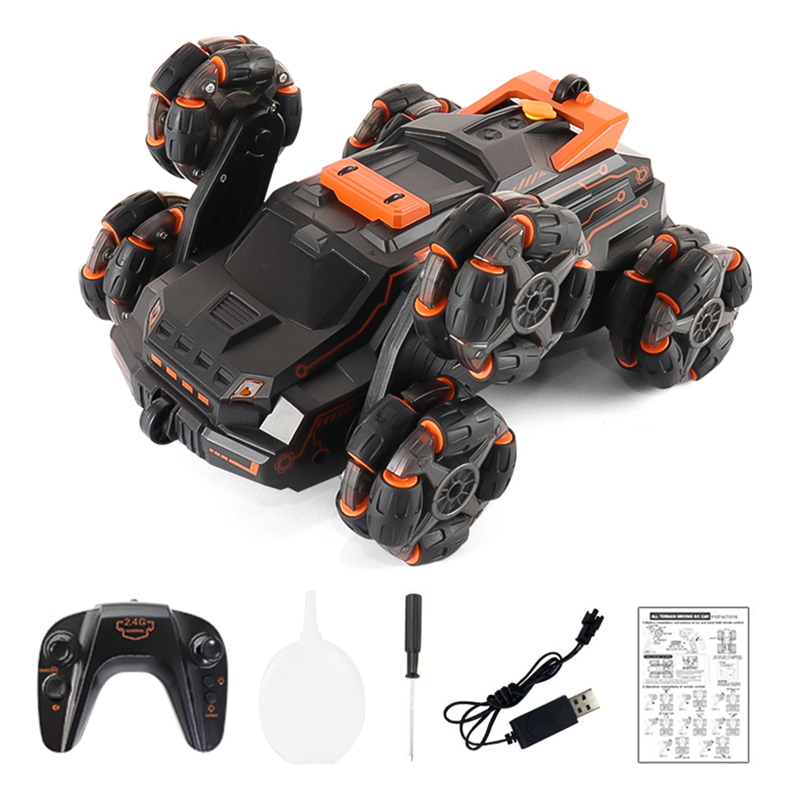 Joyfeel Remote Control Drift Stunt Car with 6 Wheels Swing Arm Spray Gesture Sensing Electric 2 ...