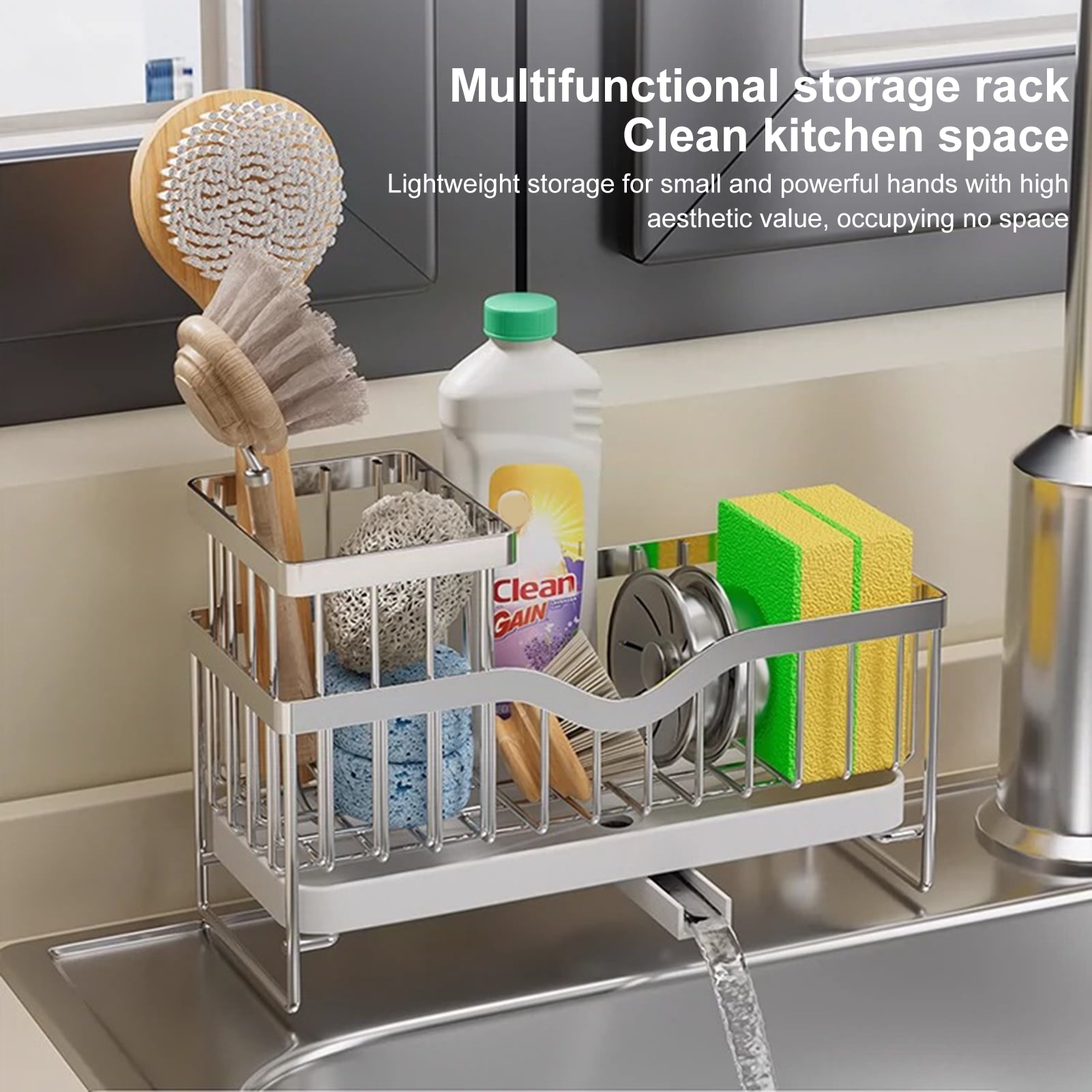 Joyfeel Sink Storage Rack Quick Drainage with Drainage Tunnel Stainless ...