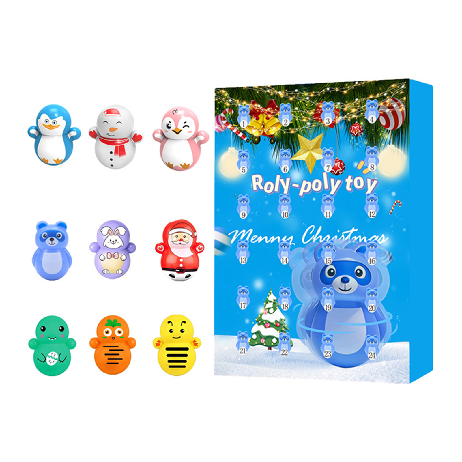 Joyfeel Tumbler Doll Advent Calendar 2024 Christmas Countdown Toy with ...