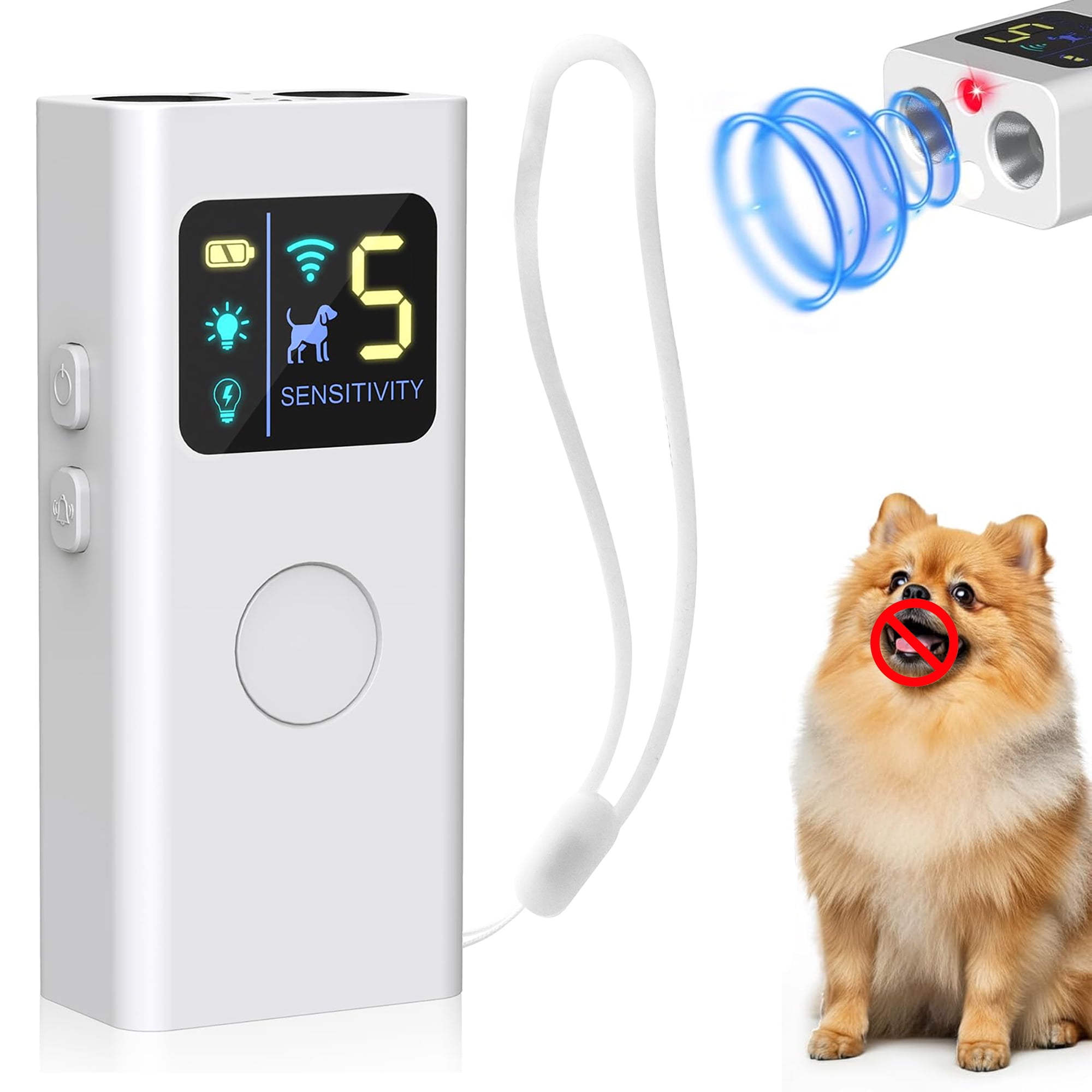 Joyfeel Ultrasonic Anti Barking Device for Dogs,3 Modes & LED Light Multi-Functional Handheld ...