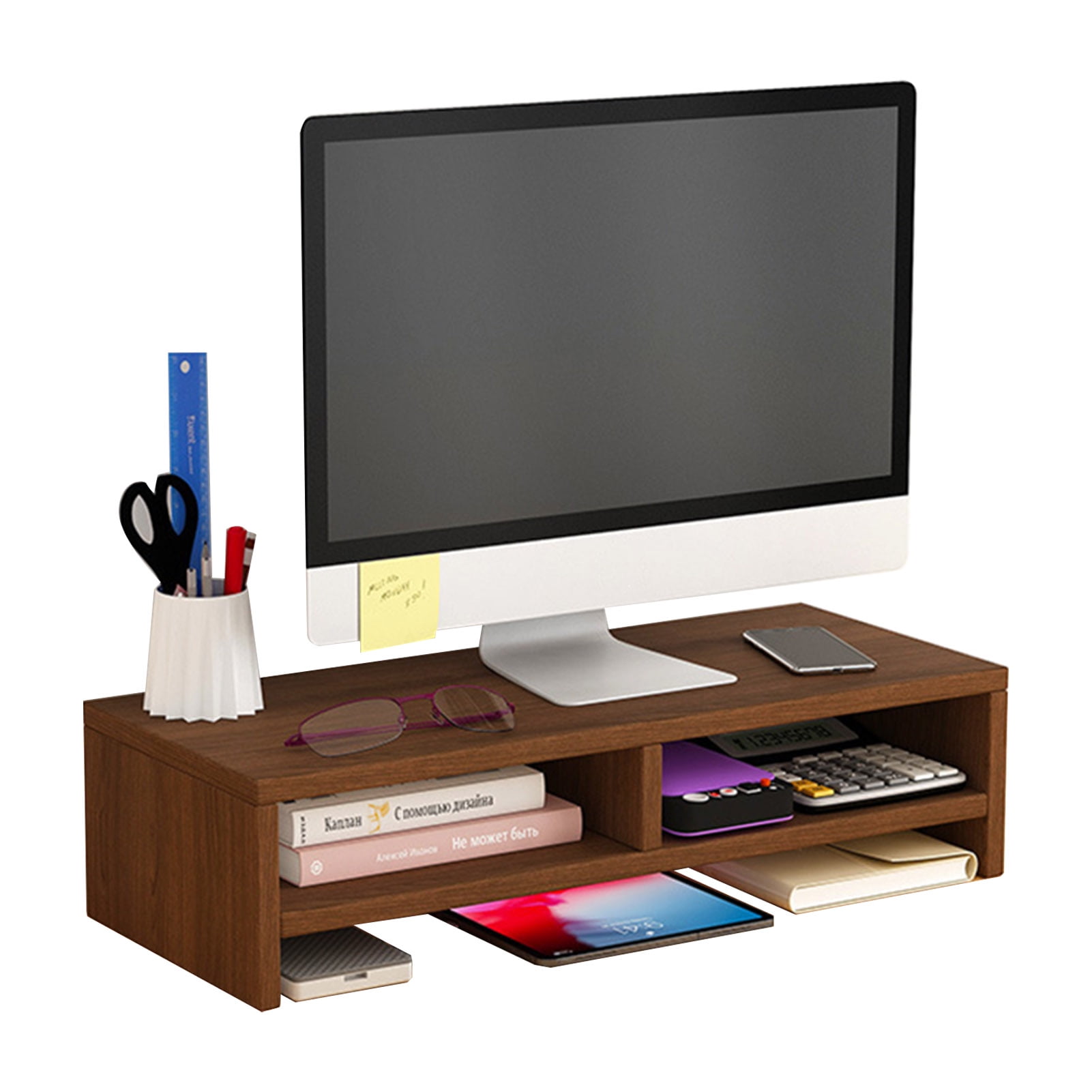 Joyfeel Wooden Computer Elevated Rack Monitor Stand Riser with Storage ...