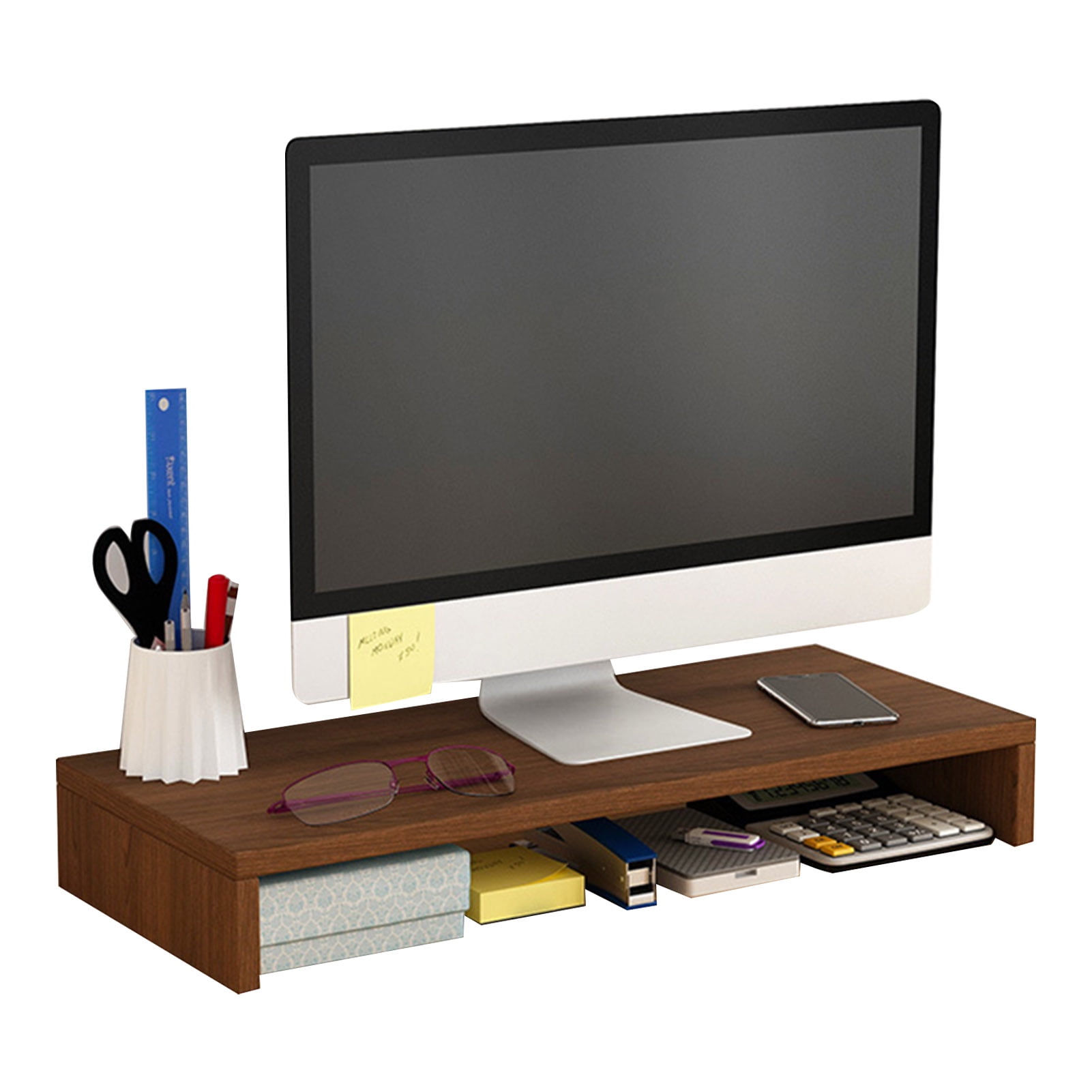Joyfeel Wooden Computer Elevated Rack Monitor Stand Riser with Storage ...