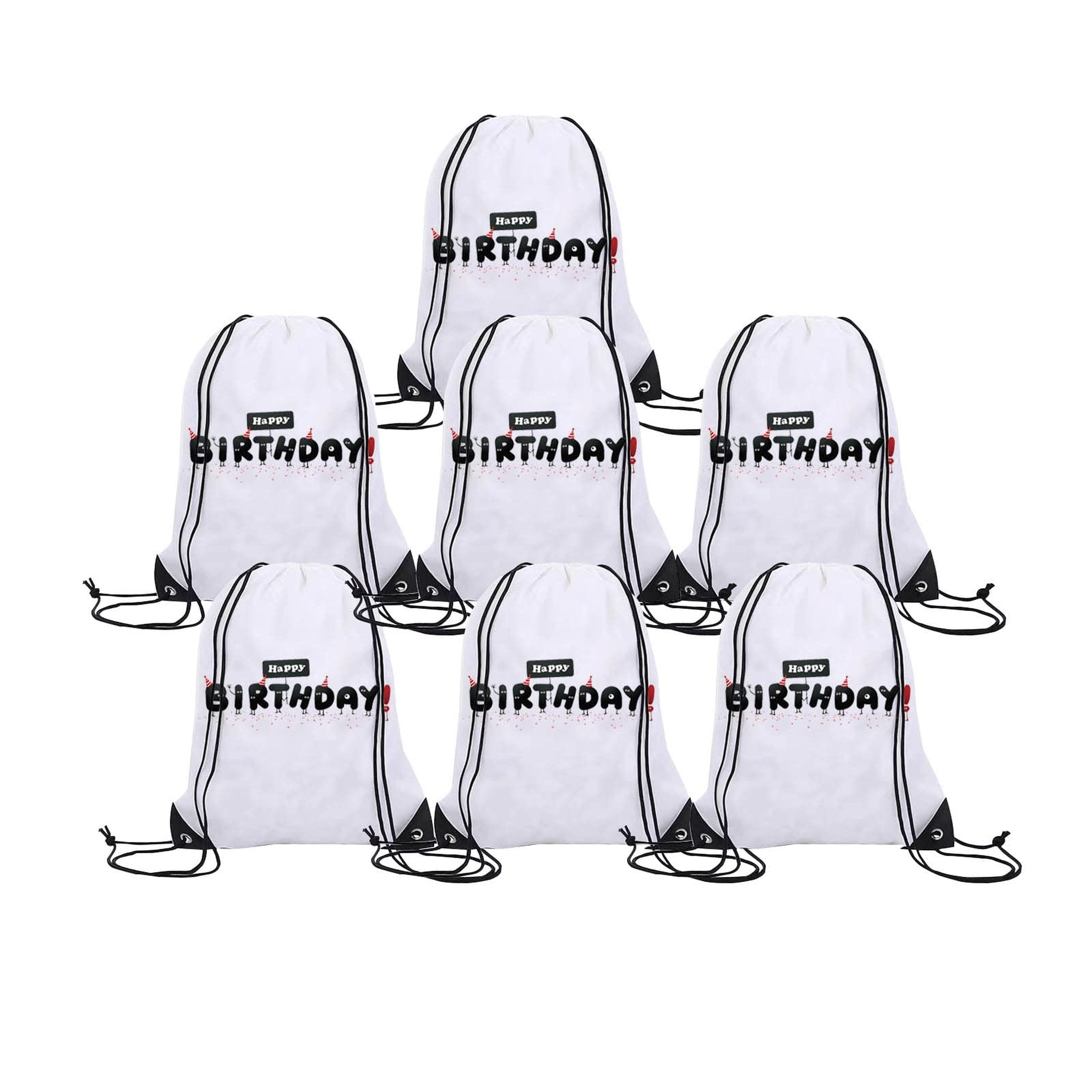 Joyful Celebration Drawstring Bags - 7 Pack Kids Party Favor Gift Bags ...