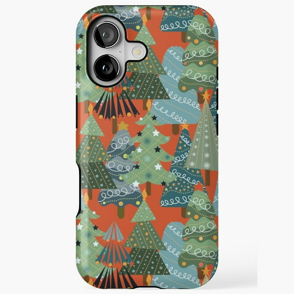 Joyful Christmas Trees Holiday Cheer Art Case for iPhone 17 to 11 Pro ...